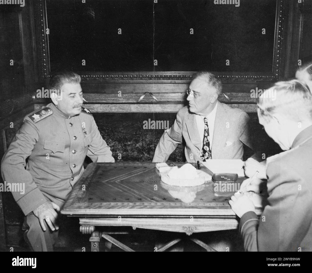 THE YALTA CONFERENCE, 1945 - Marshal Stalin (left) talks to President ...