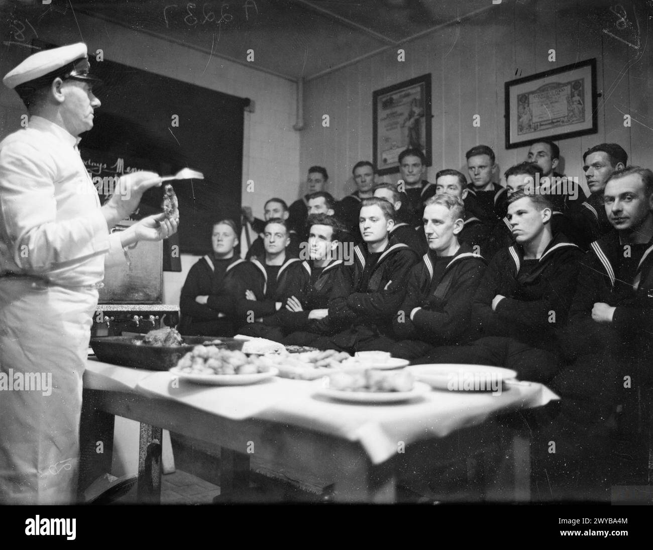 SCHOOL FOR NAVAL COOKS. 1940 ROYAL NAVAL BARRACKS, CHATHAM. AT THE ...