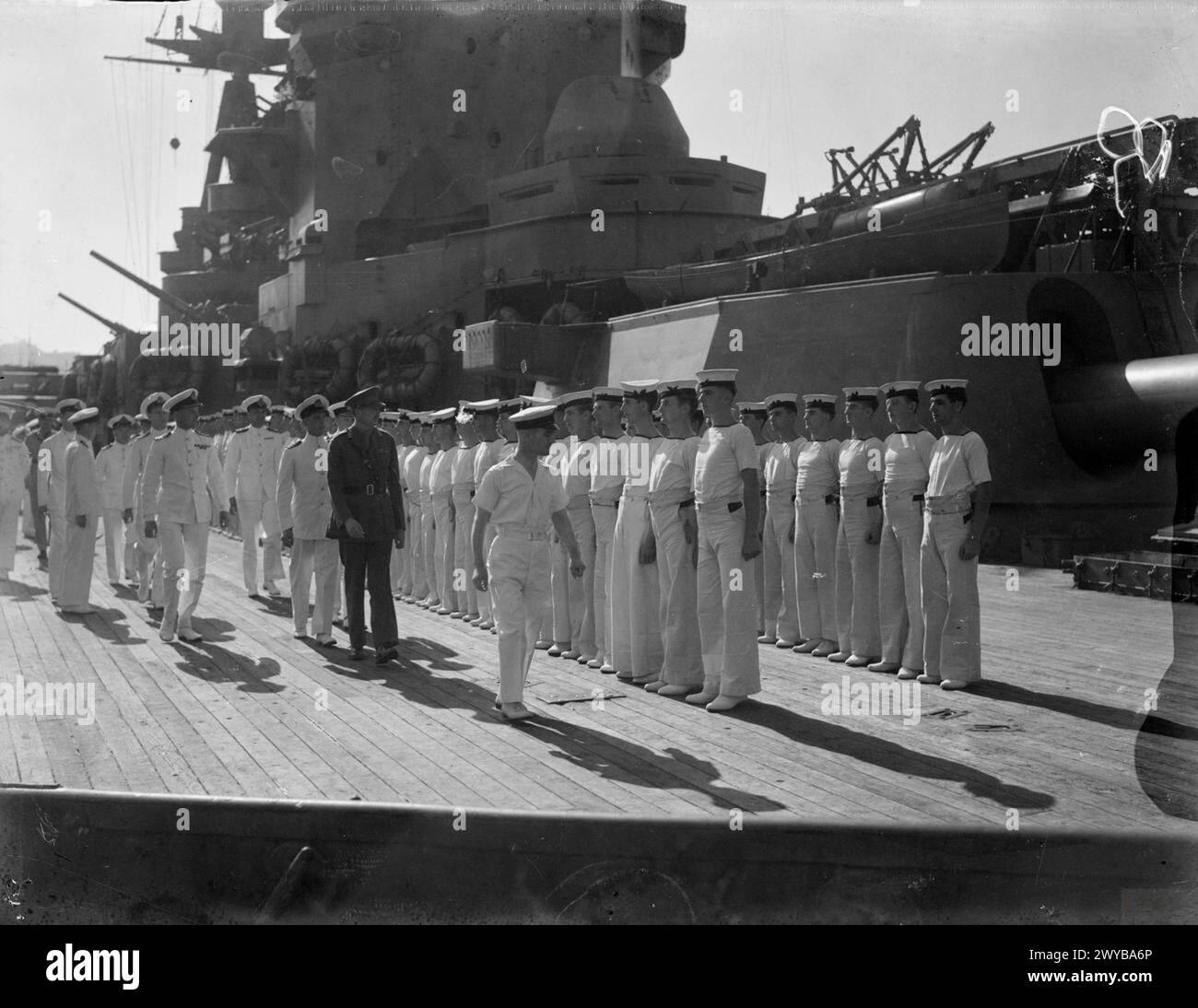 HRH the Duke of Gloucester inspects the ship's company of HMS Rodney ...