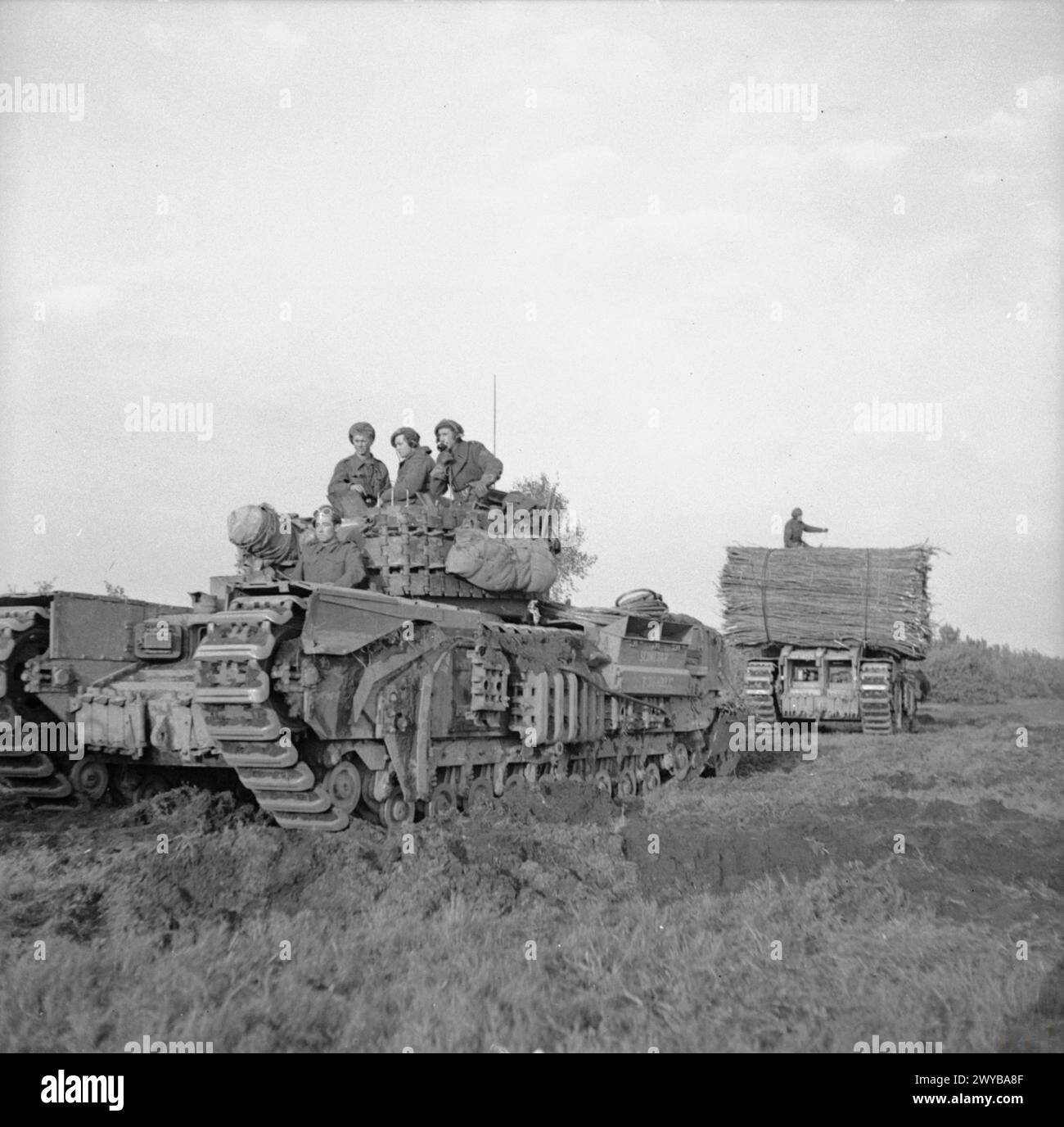 THE BRITISH ARMY IN NORTH-WEST EUROPE 1944-1945 - Churchill AVRE towing ...