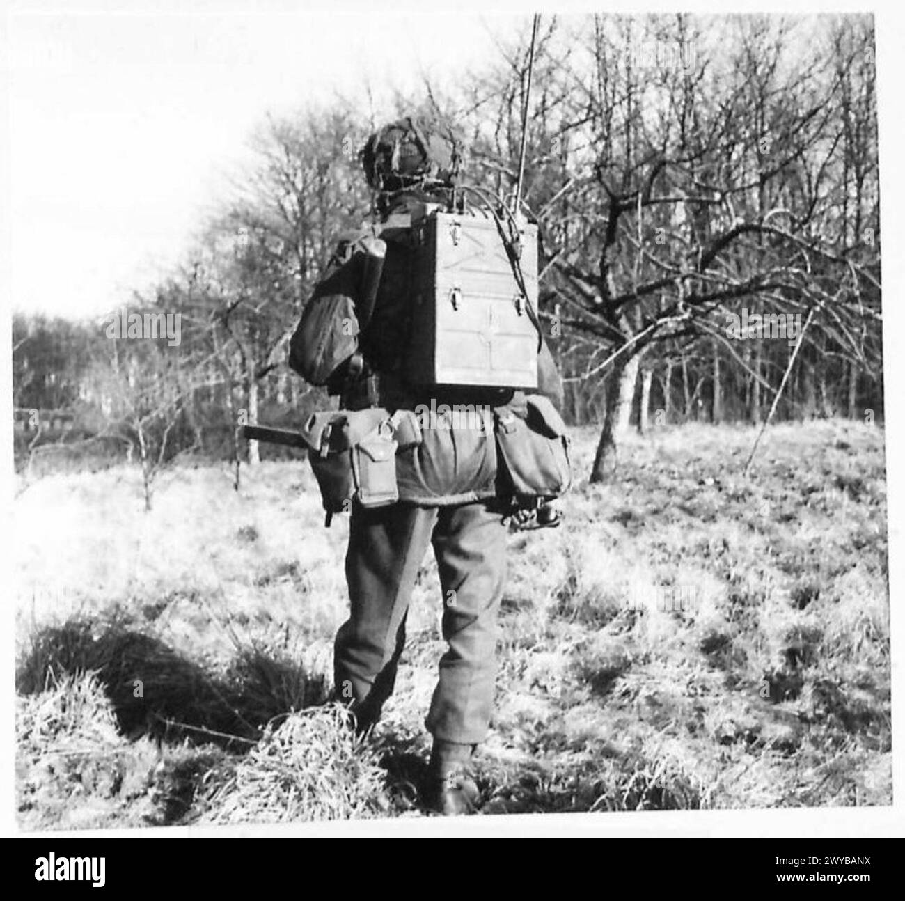 ARMY'S SIGNAL EQUIPMENT - Original wartime caption: SCR 300. (One man ...