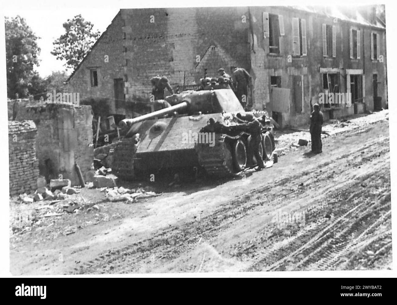 BRITISH ATTACK IN FRANCE - Original wartime caption: A knocked out ...