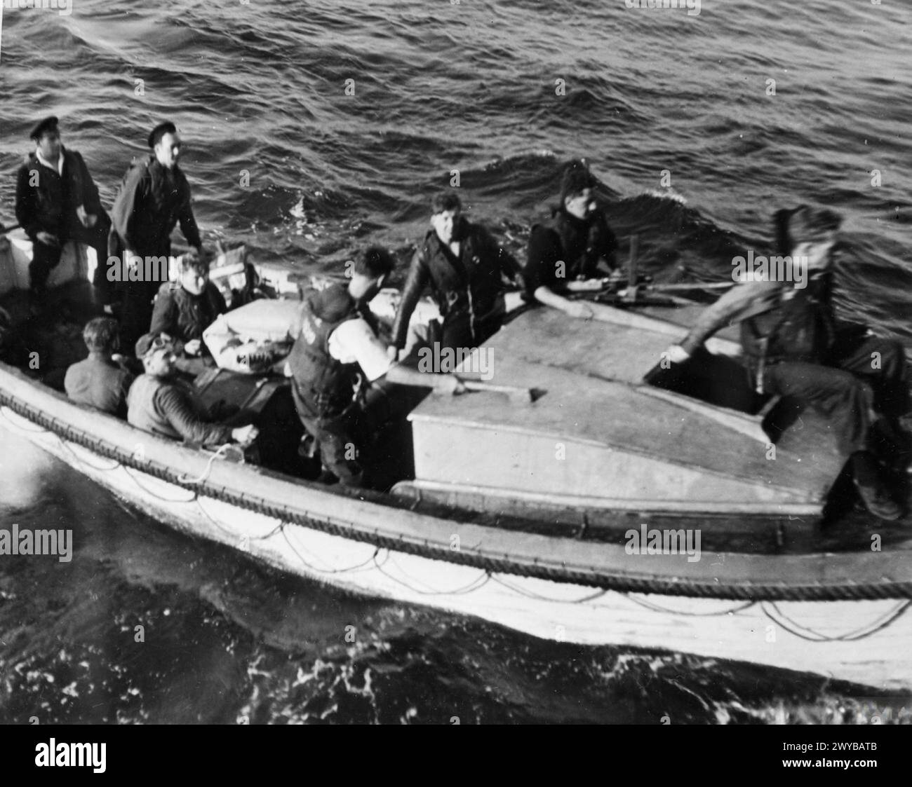 HAIDA AND ESKIMO DOWN A U-BOAT. JUNE 1944, FROM ON BOARD HMCS HAIDA ...