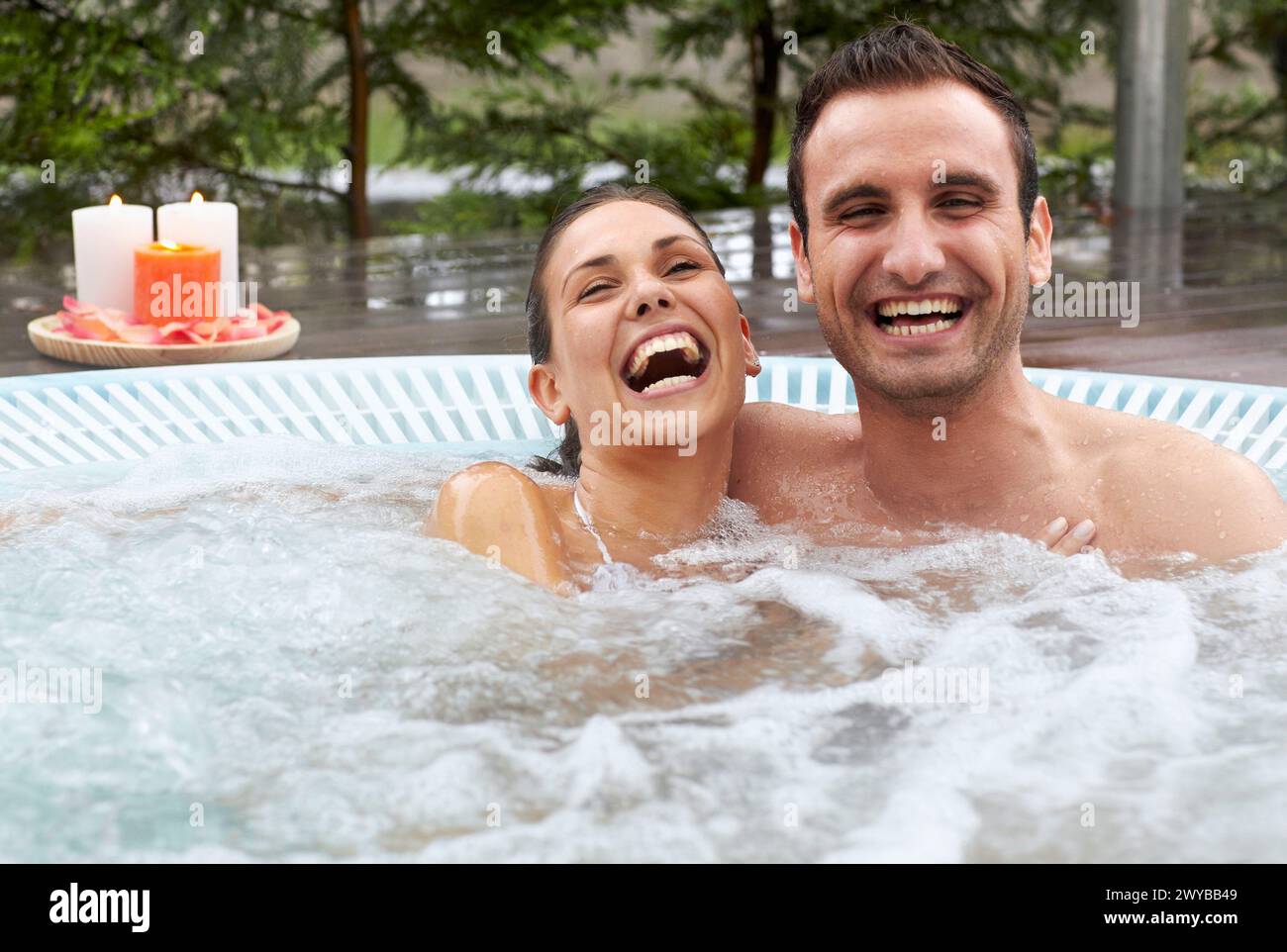 Jacuzzi woman garden hi-res stock photography and images - Alamy