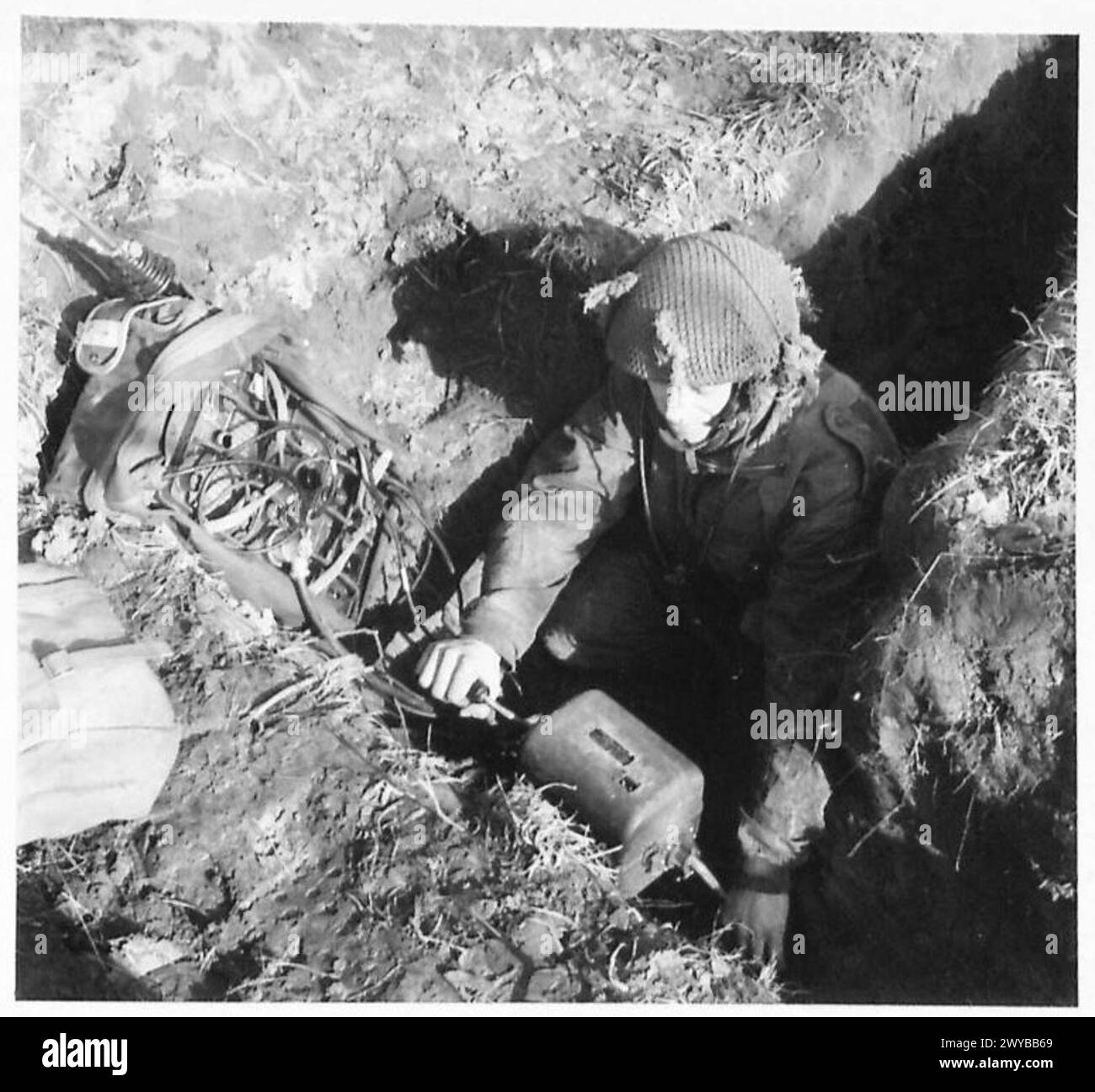 ARMY'S SIGNAL EQUIPMENT - Original wartime caption: SCR 694, with ...