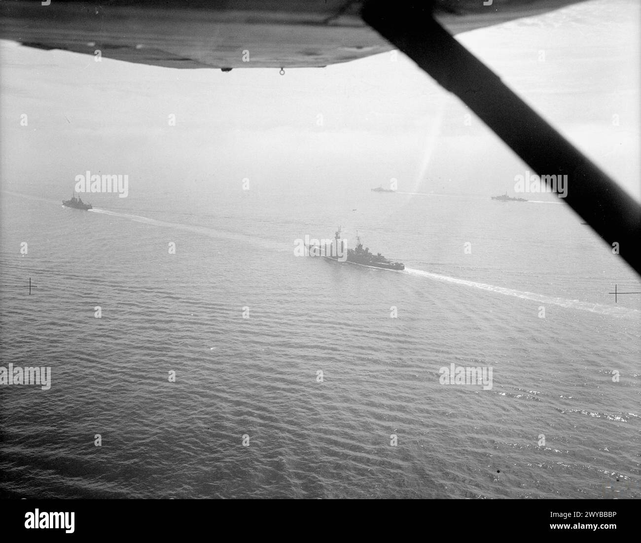 THE AUGUSTA AND HER ESCORT IN THE CHANNEL. 14 JULY 1945, AERIAL ...