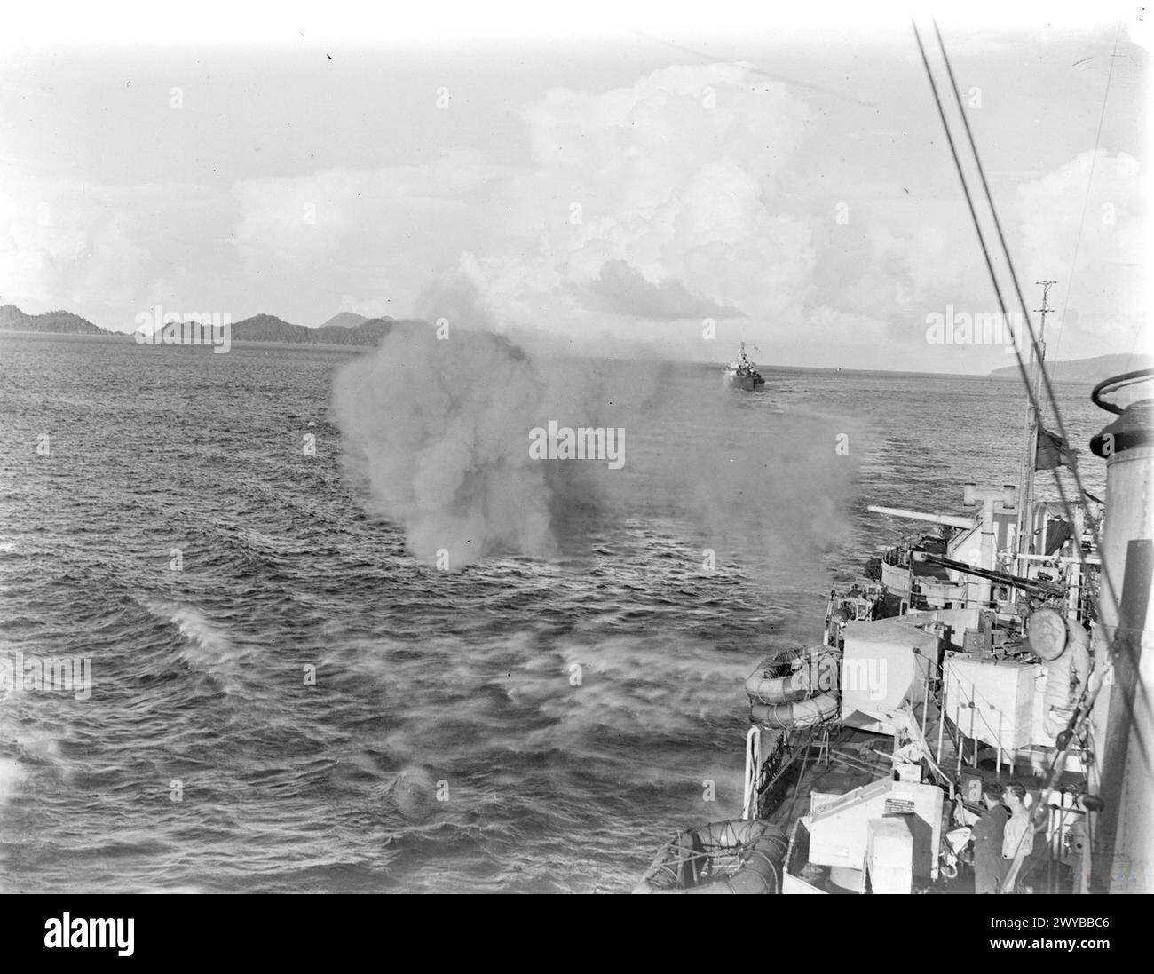 BRITAIN'S EAST INDIES FLEET IN ACTION OFF SUMATRA. APRIL 1945, ON BOARD ...