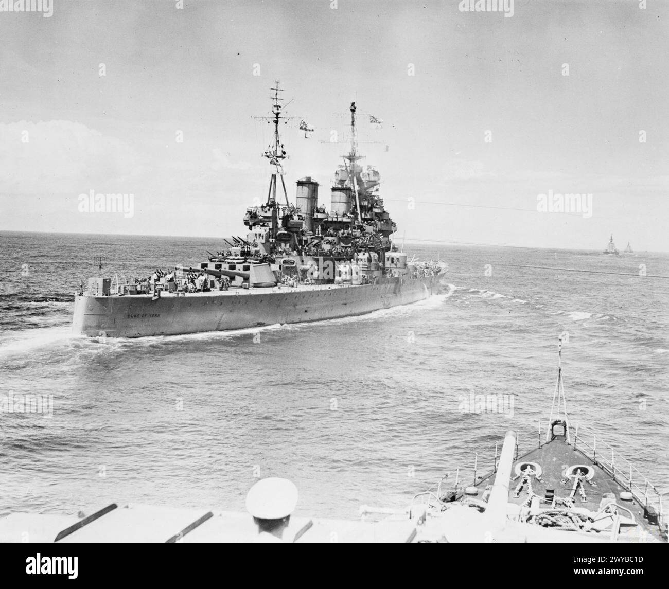 On 27 August 1945, HMS Duke of York, flagship of Admiral Sir Bruce Fraser of the British Pacific ...