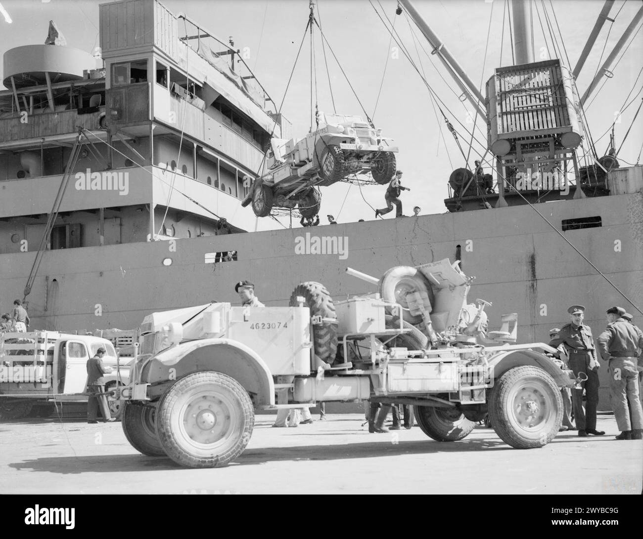 SUPPLIES TO CYPRUS. 6 APRIL 1943, FAMAGUSTA, CTPRUS. - Unloading Army ...