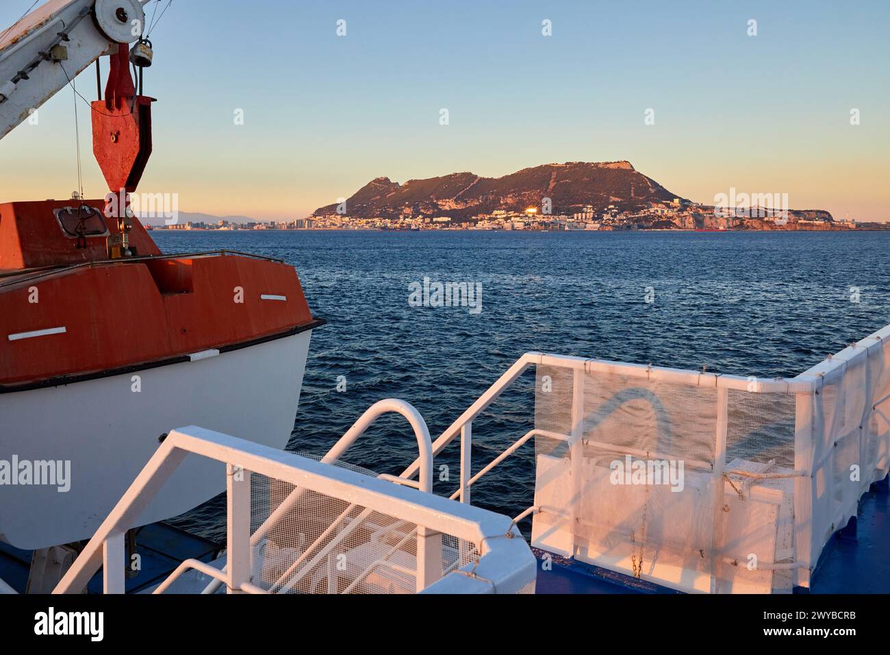 Ferry crossing the Strait of Gibraltar from Morocco to Spain, In the ...
