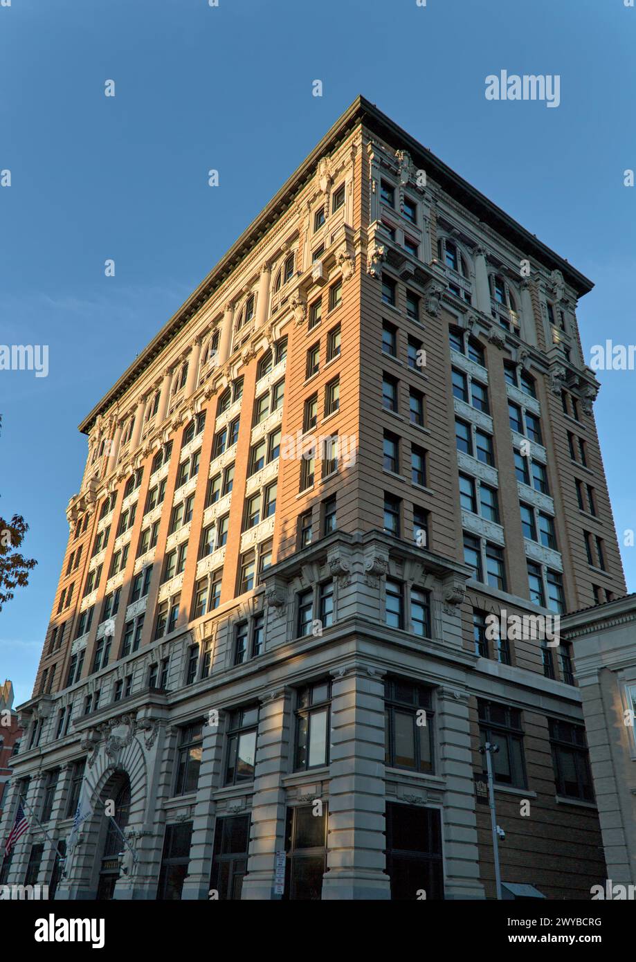 tall historic building in downtown Binghamton, NY detail (ten floor ...