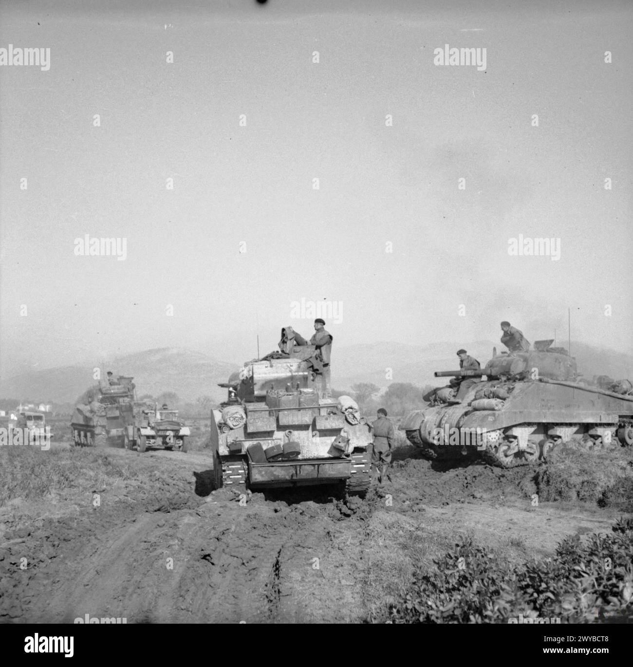 THE BRITISH ARMY IN ITALY 1944 - Sherman tanks move north from the ...