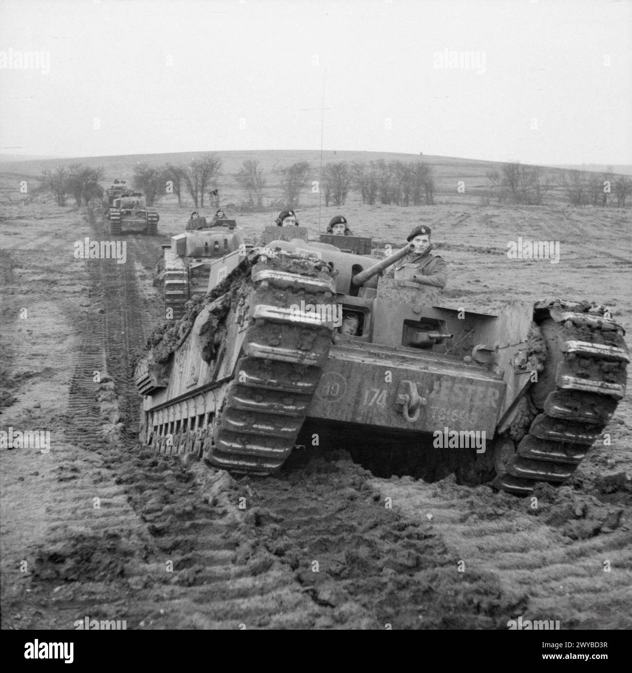Churchill tanks of 'B' Squadron, 9th Royal Tank Regiment, British Army ...