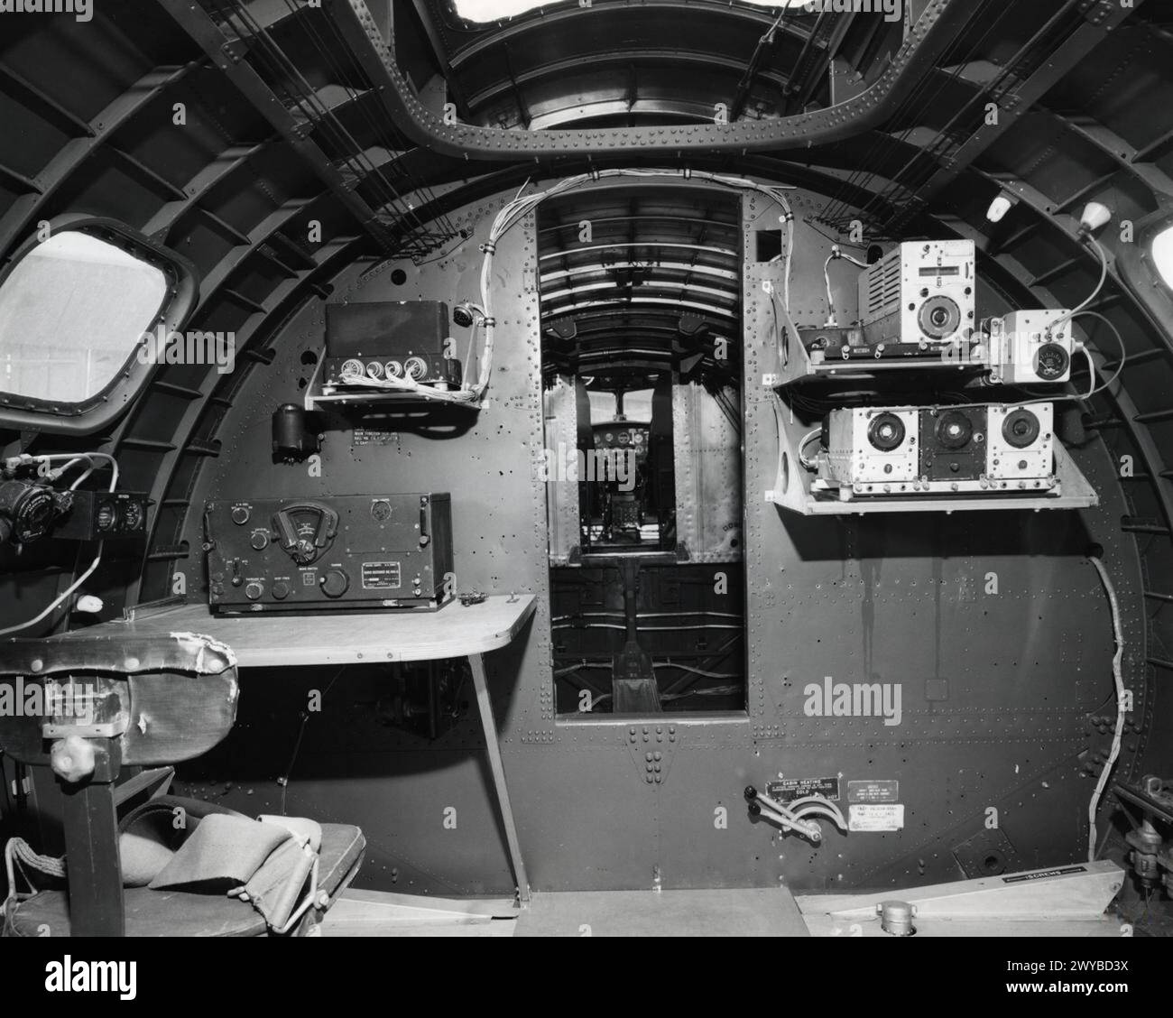 The radio operator’s compartment of a B-17 Flying Fortress, used by the ...