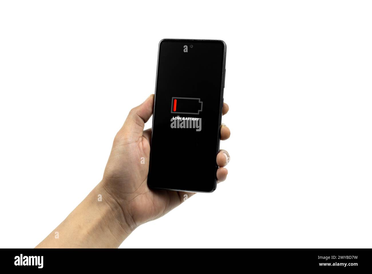 Cellular Problems and Energy Concepts. Man hand holding smart phone ...