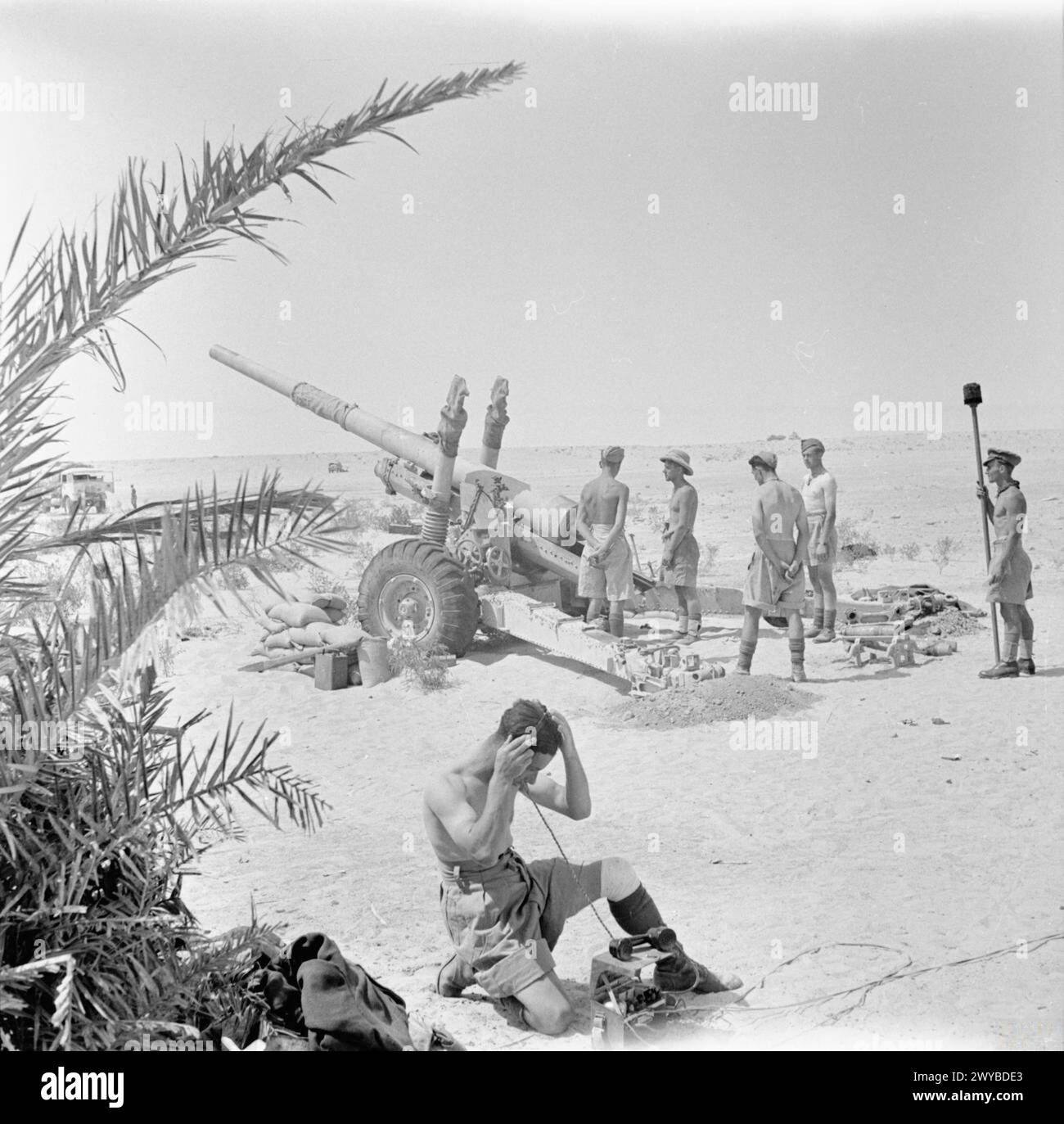 A 4.5-inch field gun of the 64th Medium Regiment, Royal Artillery, is ...