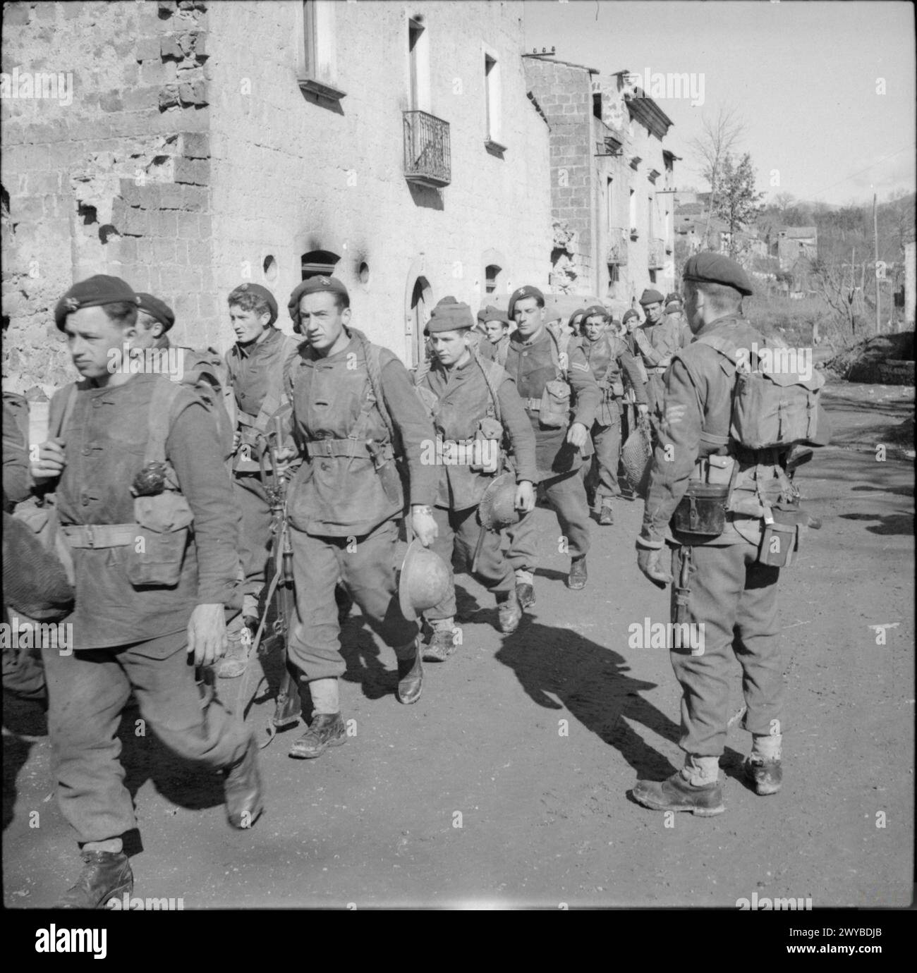 Belgian commandos parade in a village at the foot of Mt. Camino on 6 ...