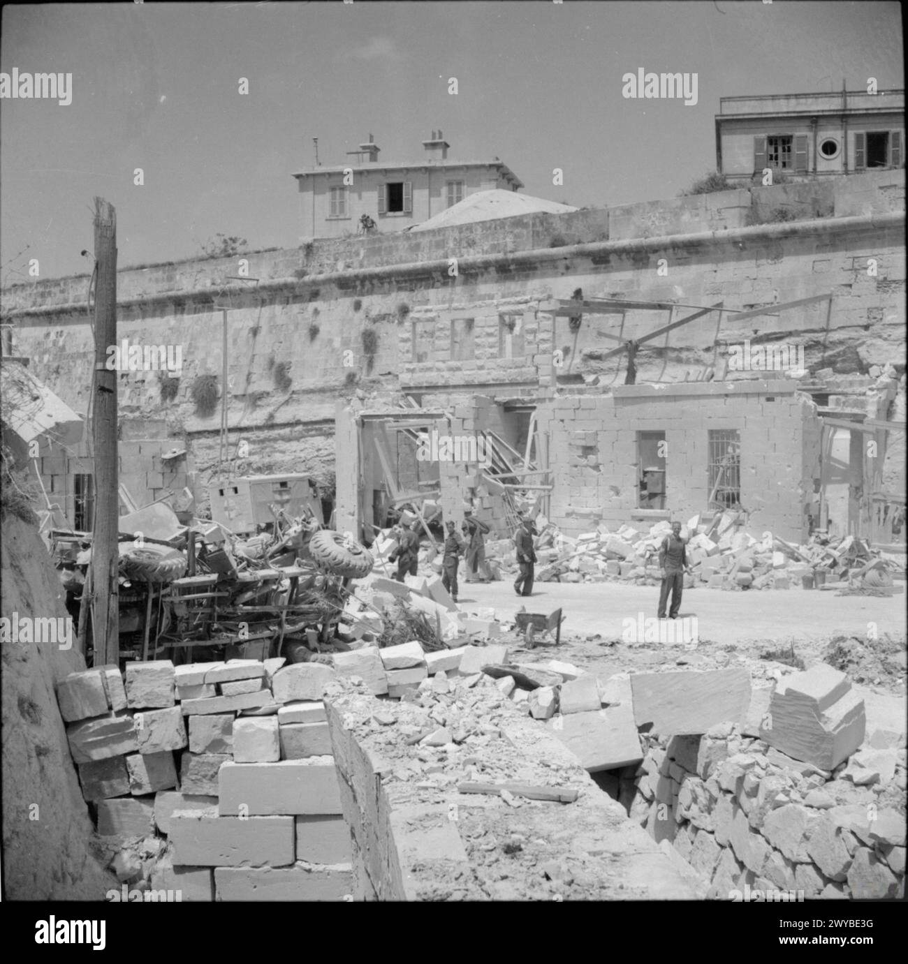 THE BRITISH ARMY ON MALTA 1942 - Bomb damage to the motor transport ...