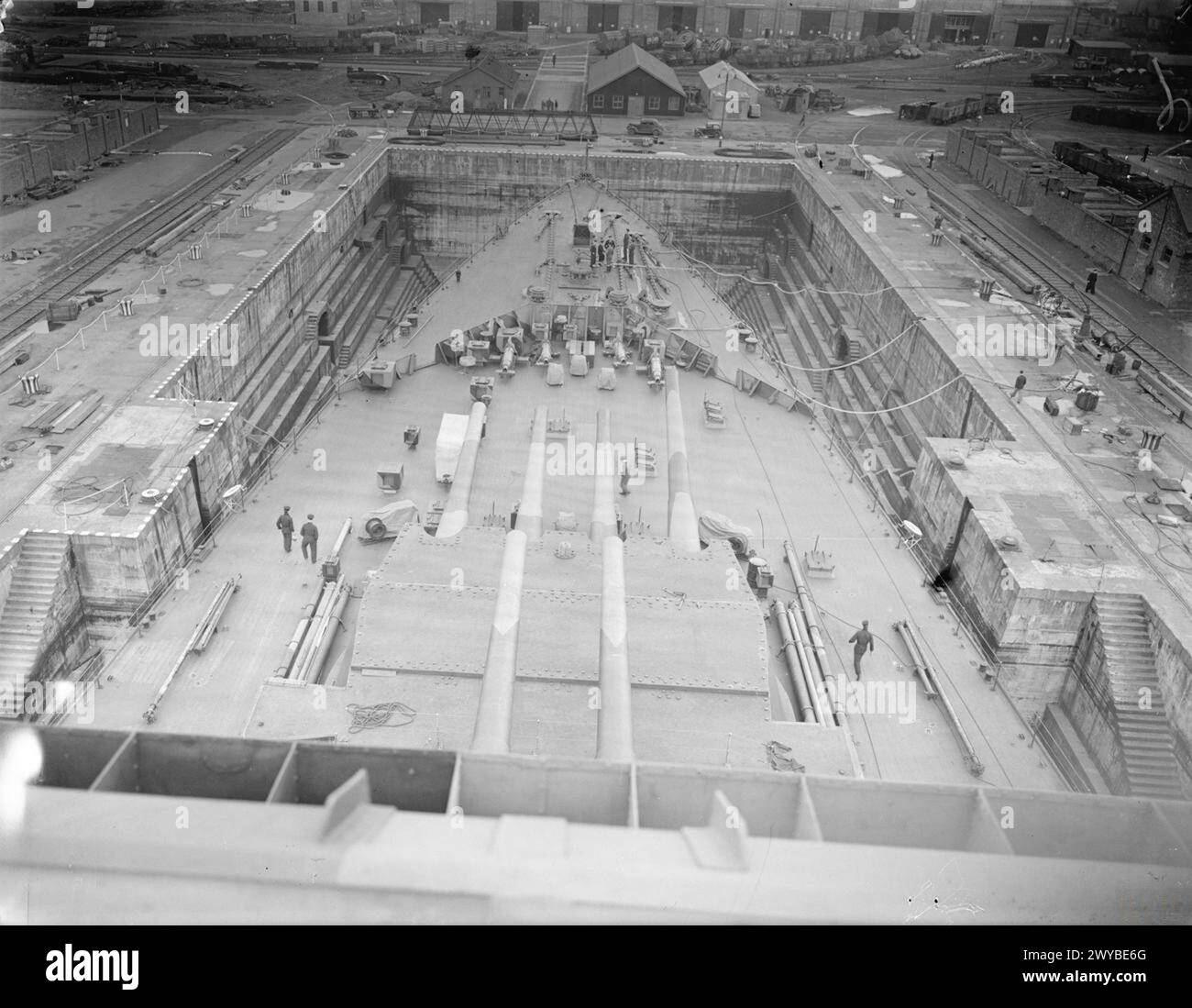 In 1940 at Rosyth, HMS King George V was in dry dock undergoing a refit ...