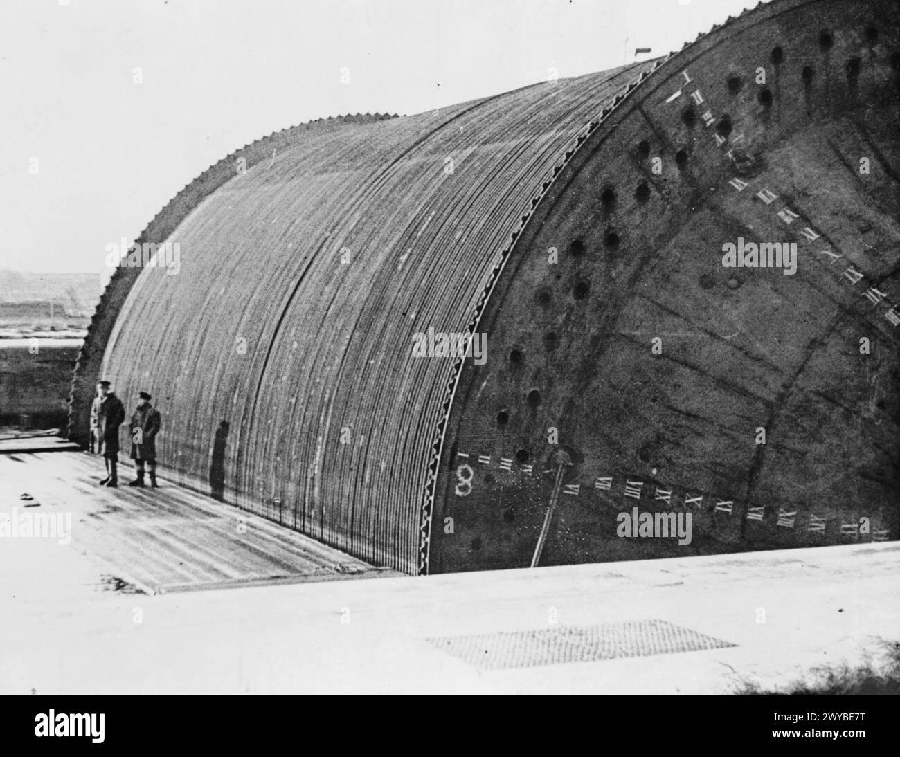 A 'Conundrum' device loaded with pipe is prepared to be towed across ...