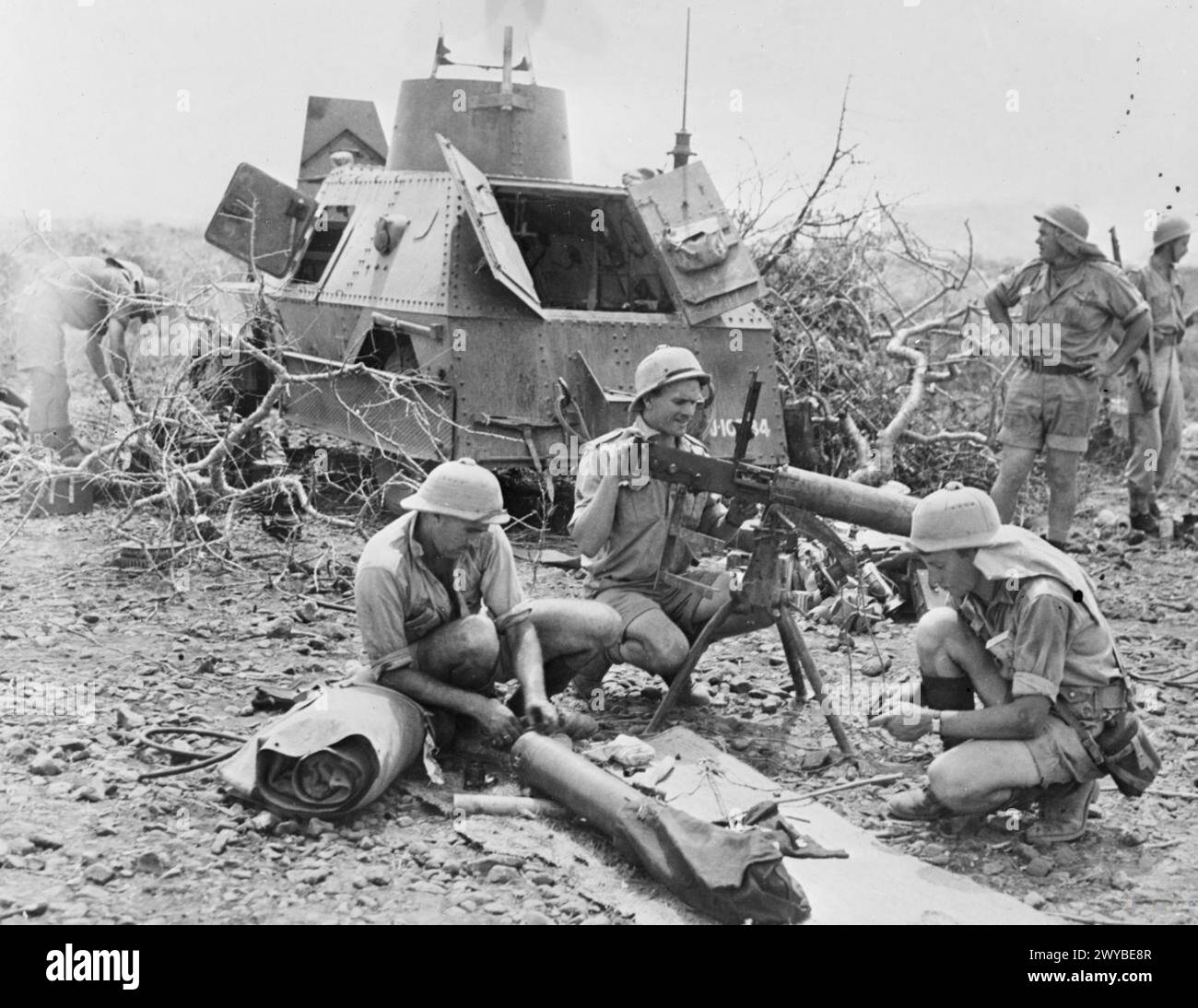 SOUTH AFRICAN FORCES IN EAST AFRICA, 1941 - Men of a South African armoured car unit cleaning ...