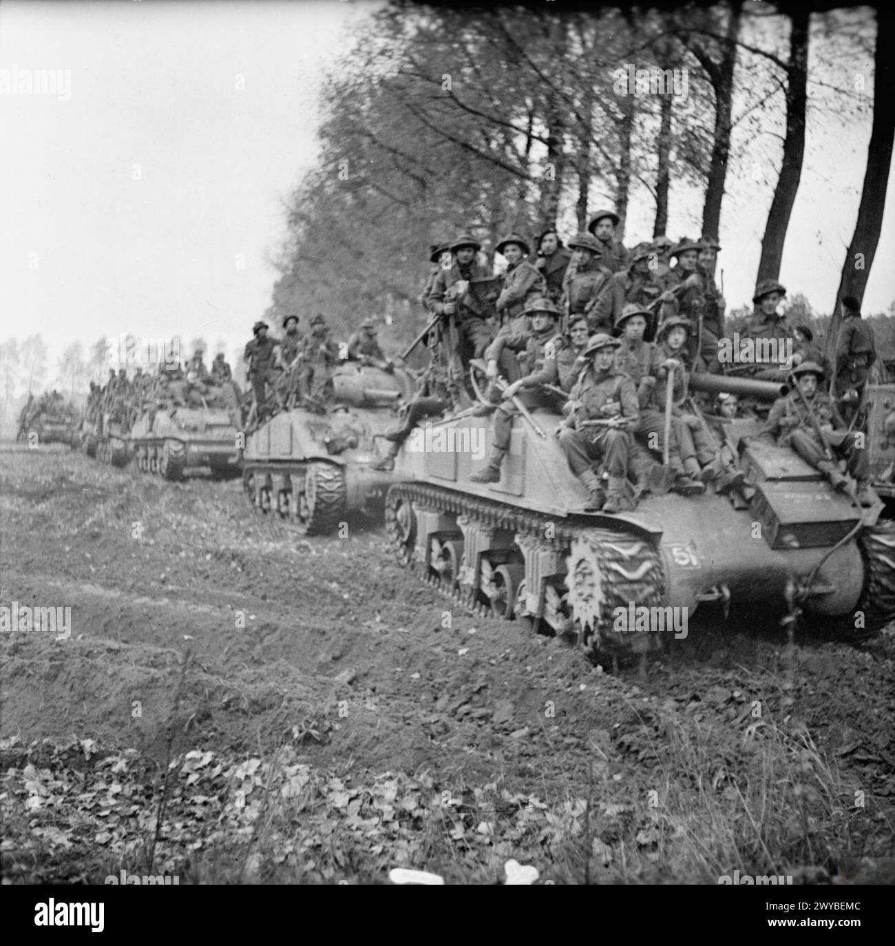 The 28th Infantry of the 51st Highland Division mounted Sherman tanks ...