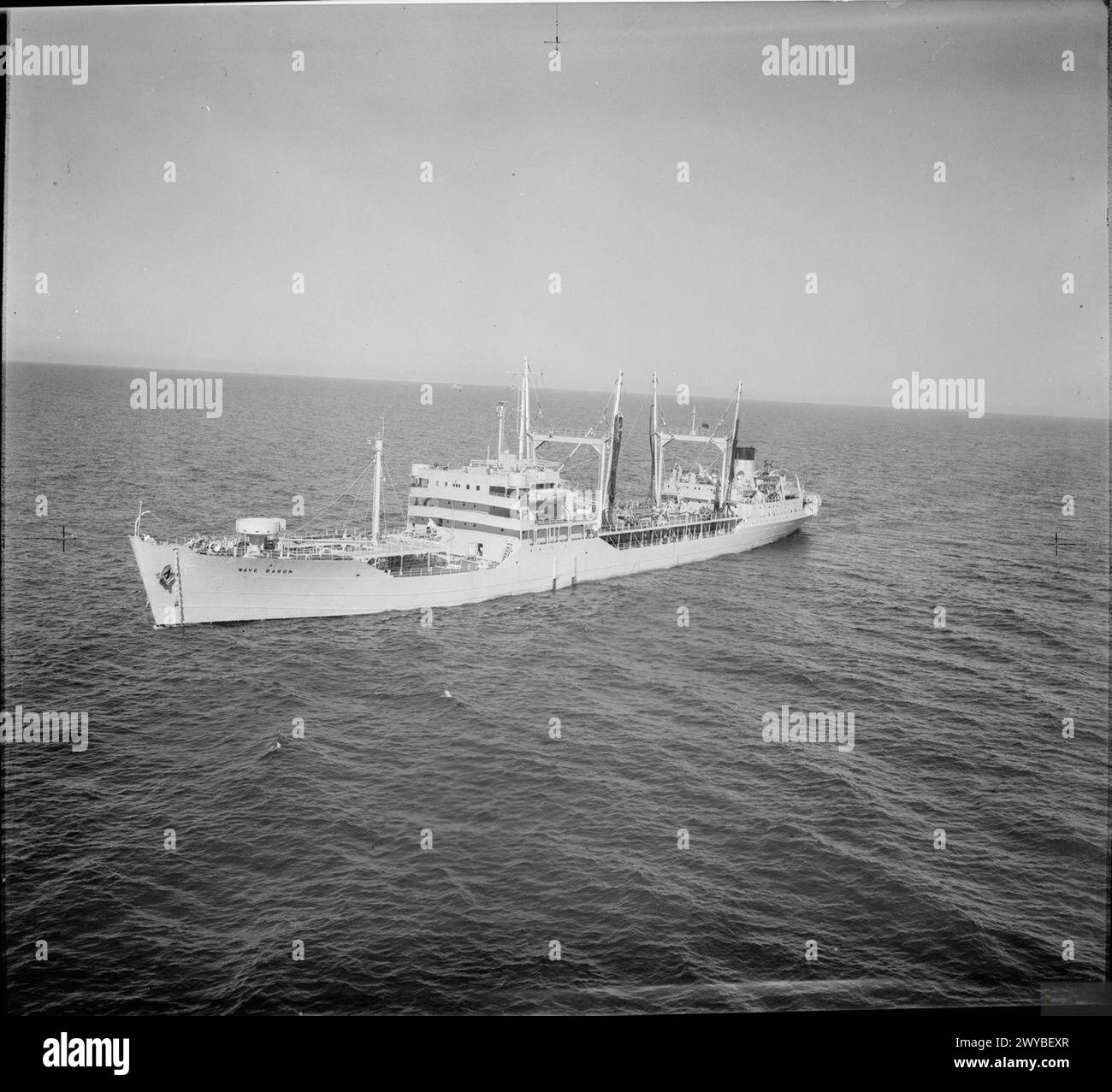 RFA Wave Baron, formerly Empire Flodden, is underway at sea, indicating ...