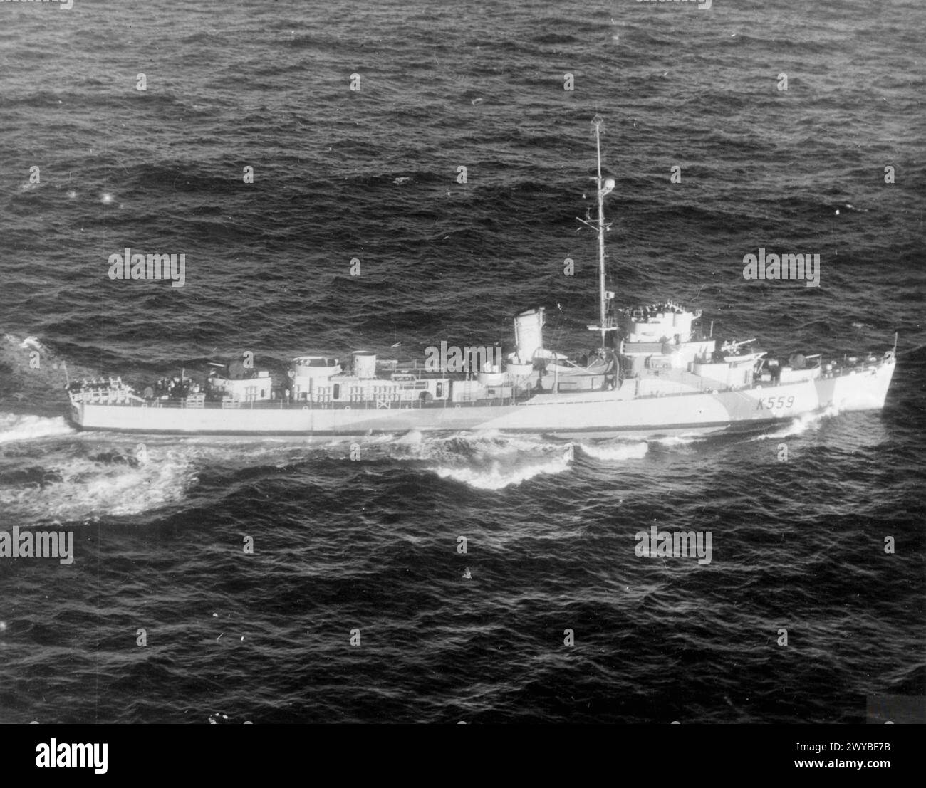 BRITISH FRIGATES AT SEA. FEBRUARY 1944, FROM AIRCRAFT OF ROYAL AIR ...