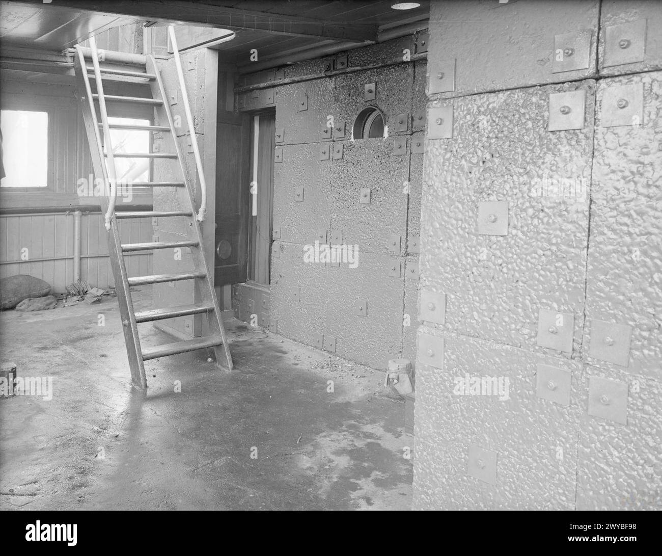 Plastic armour is installed on the port side under the bridge to ...