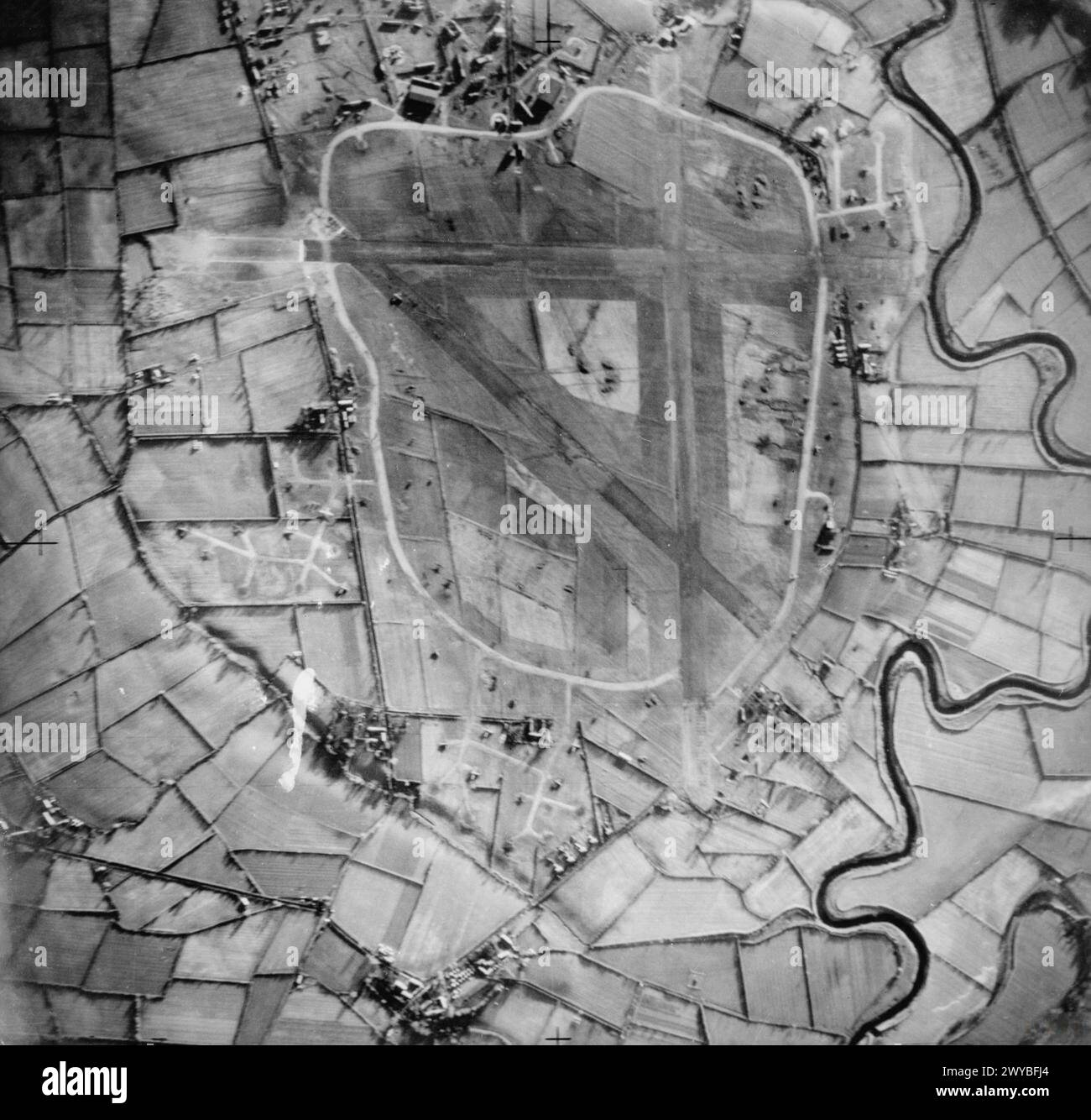 Aerial view of Limavady Airfield in Northern Ireland, showing runways ...