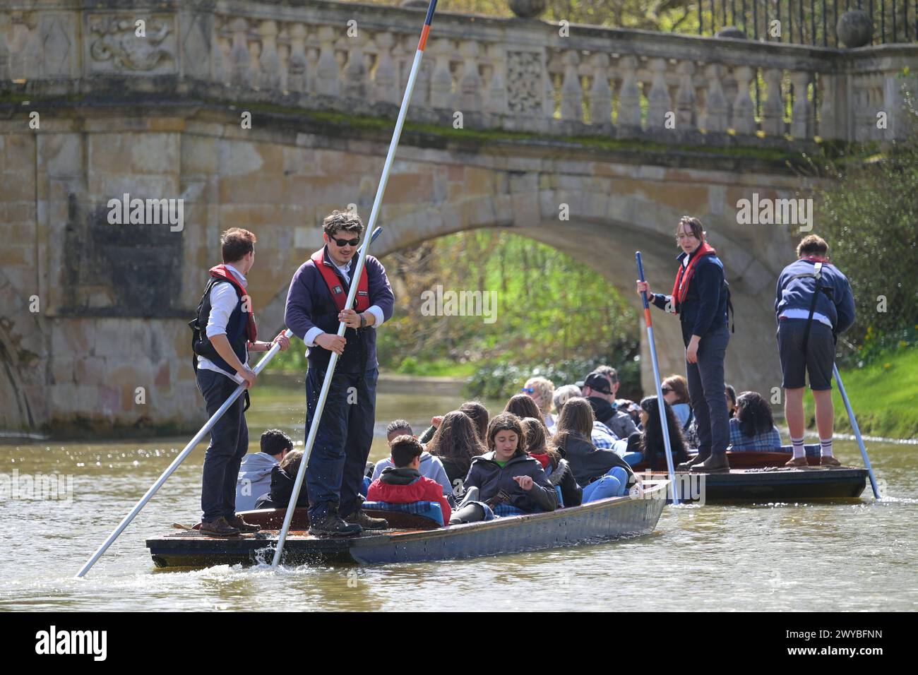 Spring sunny weather Cambridge UK Visitors to the backs in Cambridge UK ...