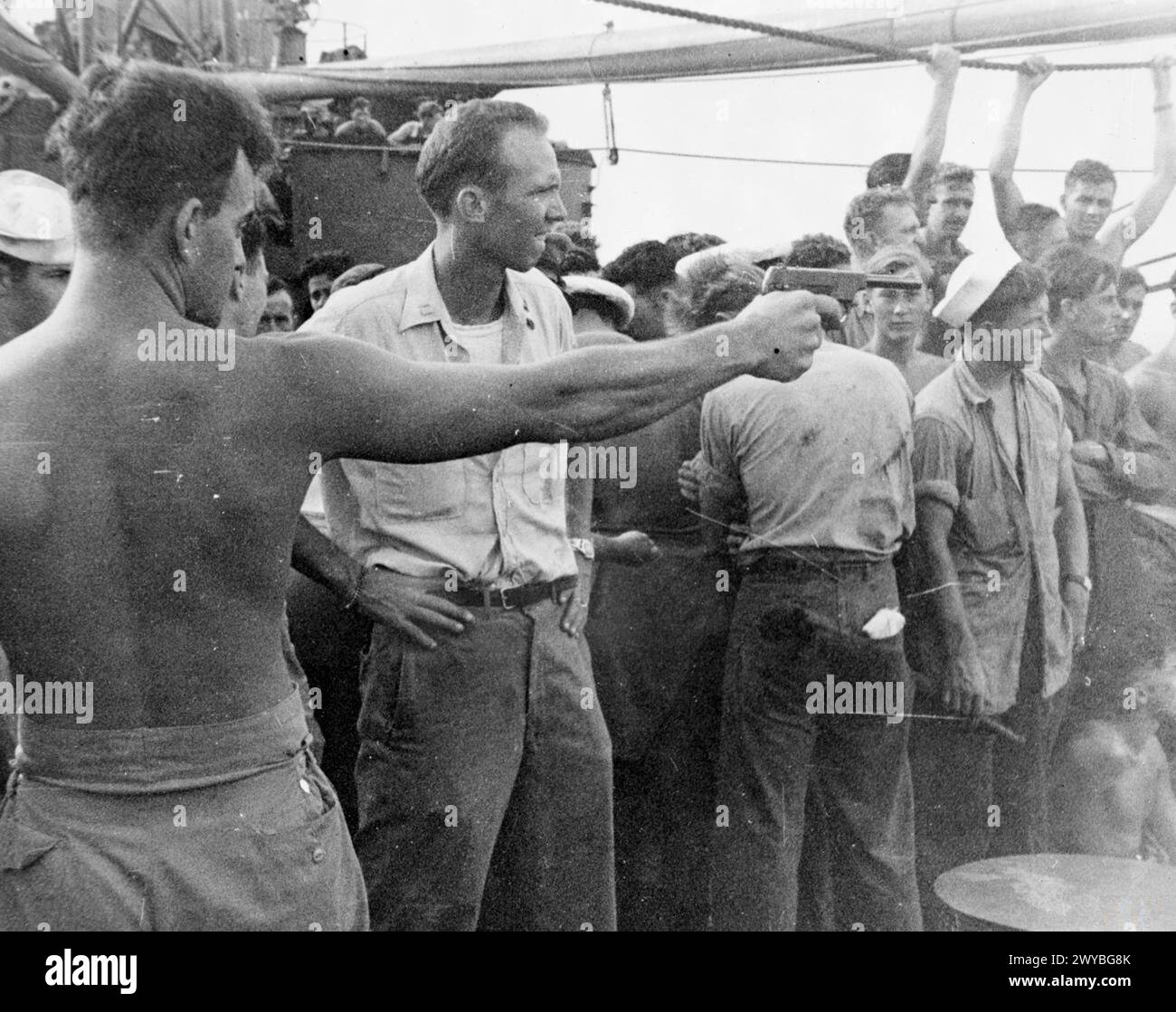 THE CEASE FIRE. AUGUST 1945, ON BOARD HMS KING GEORGE V OFF THE ...