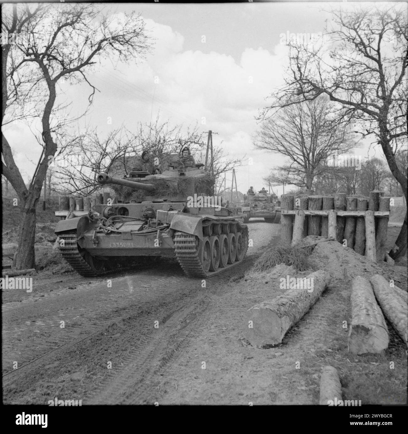 Comet tanks of 23rd Hussars, 11th Armoured Division, advance through ...