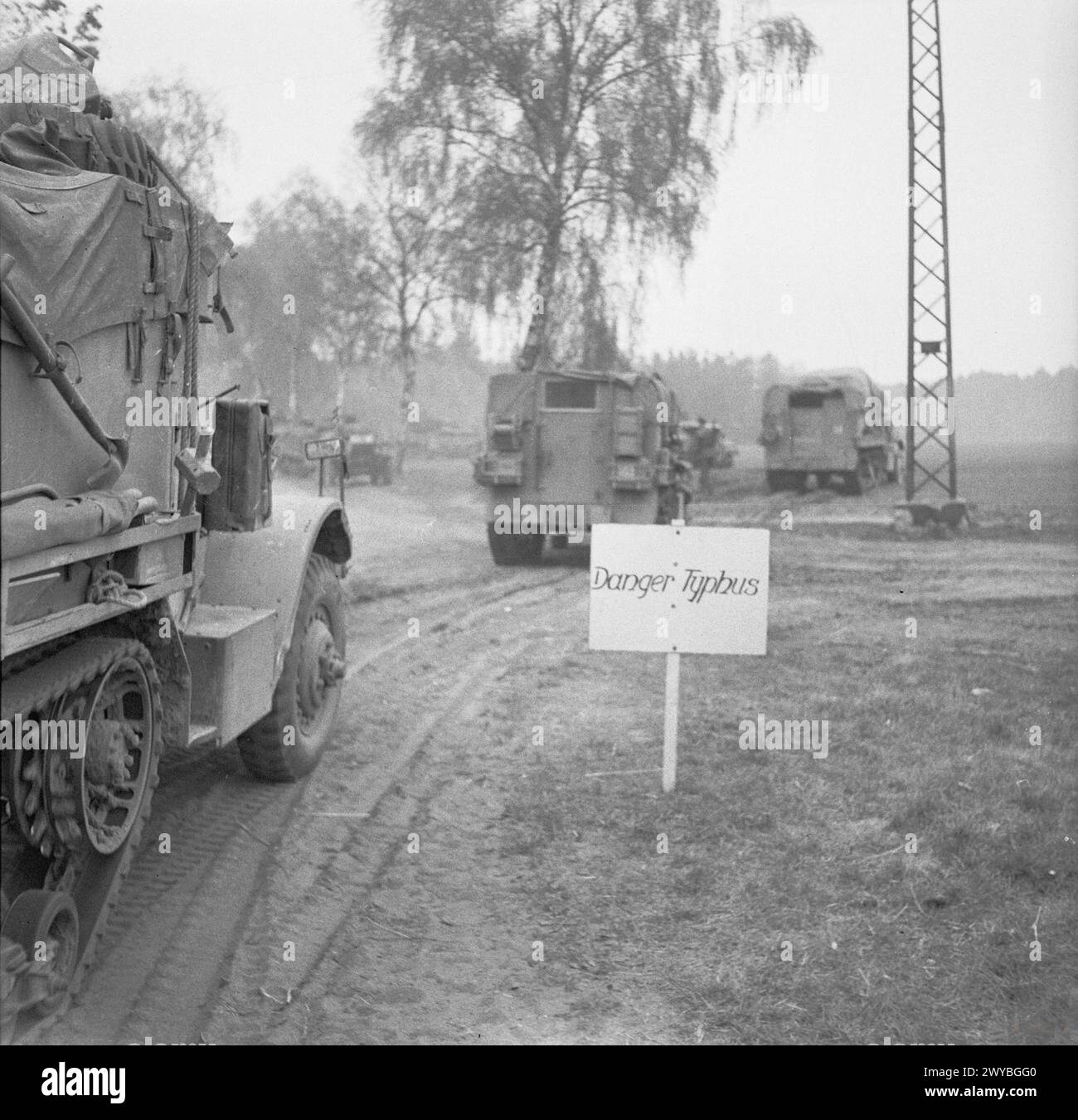 The British Army approaches Bergen-Belsen Concentration Camp in April ...
