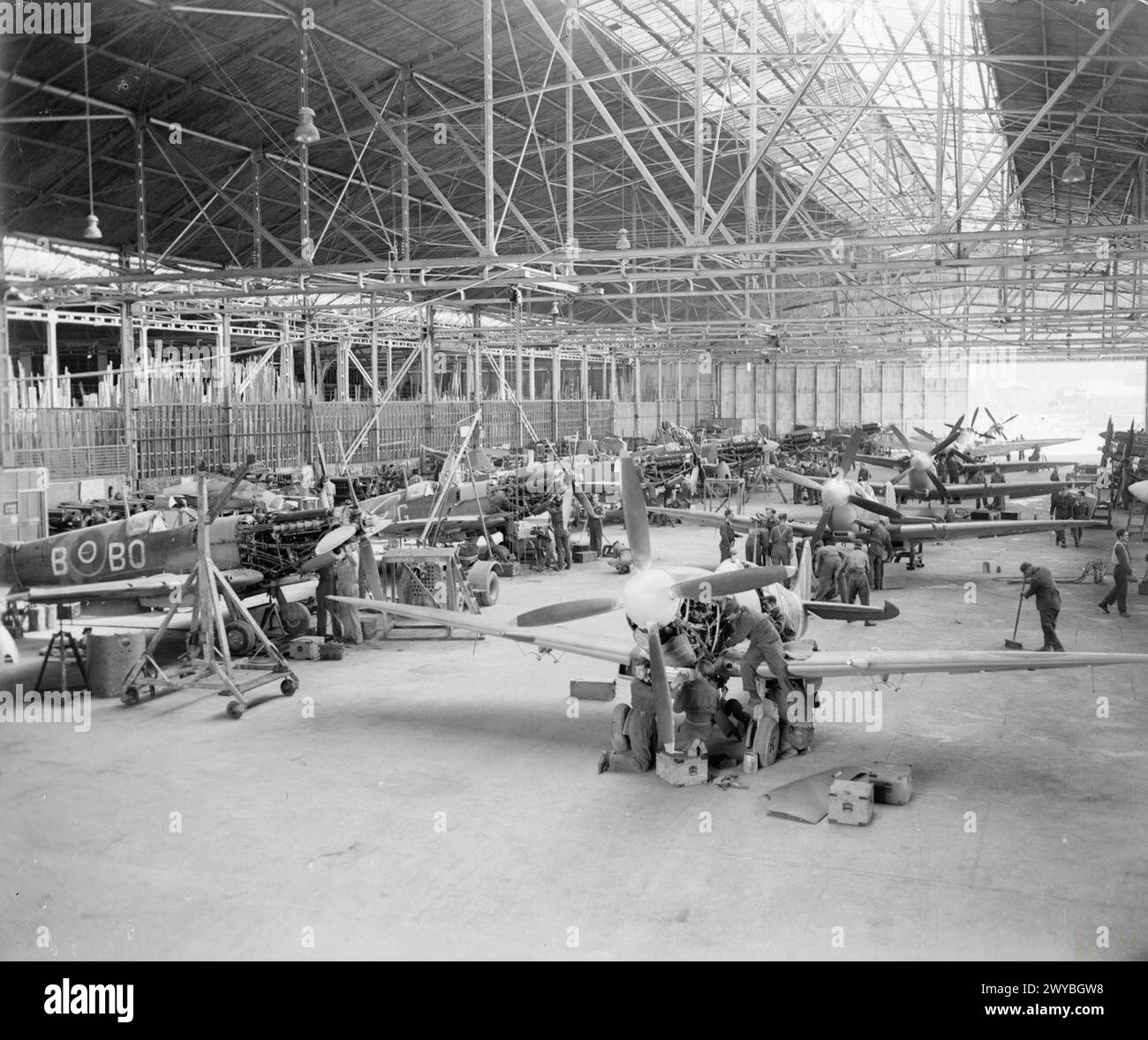 Interior of the major repair shed for Supermarine Spitfires at No. 144 ...