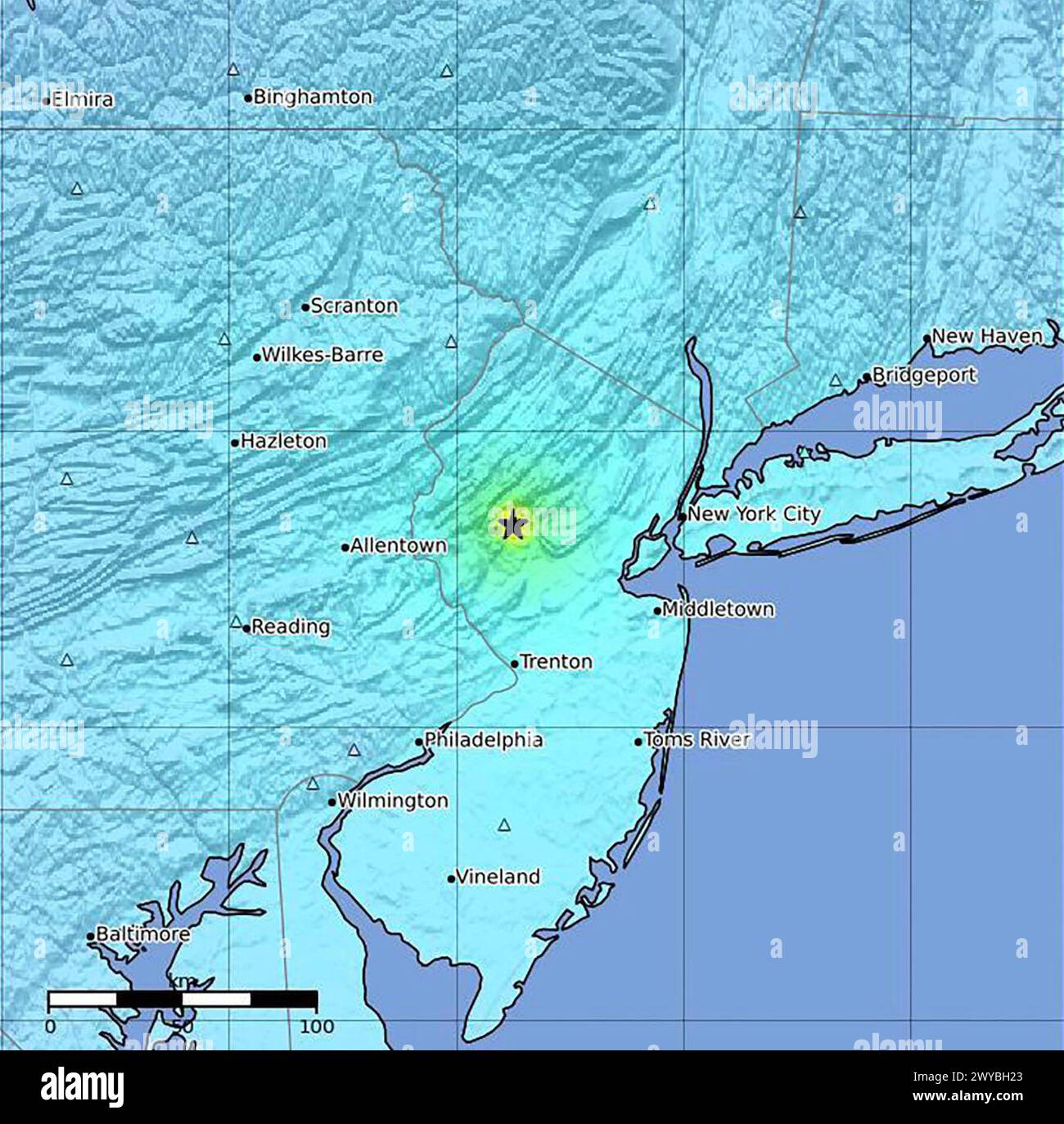 This image provided by U.S. Geological Survey shows the epicenter of an ...