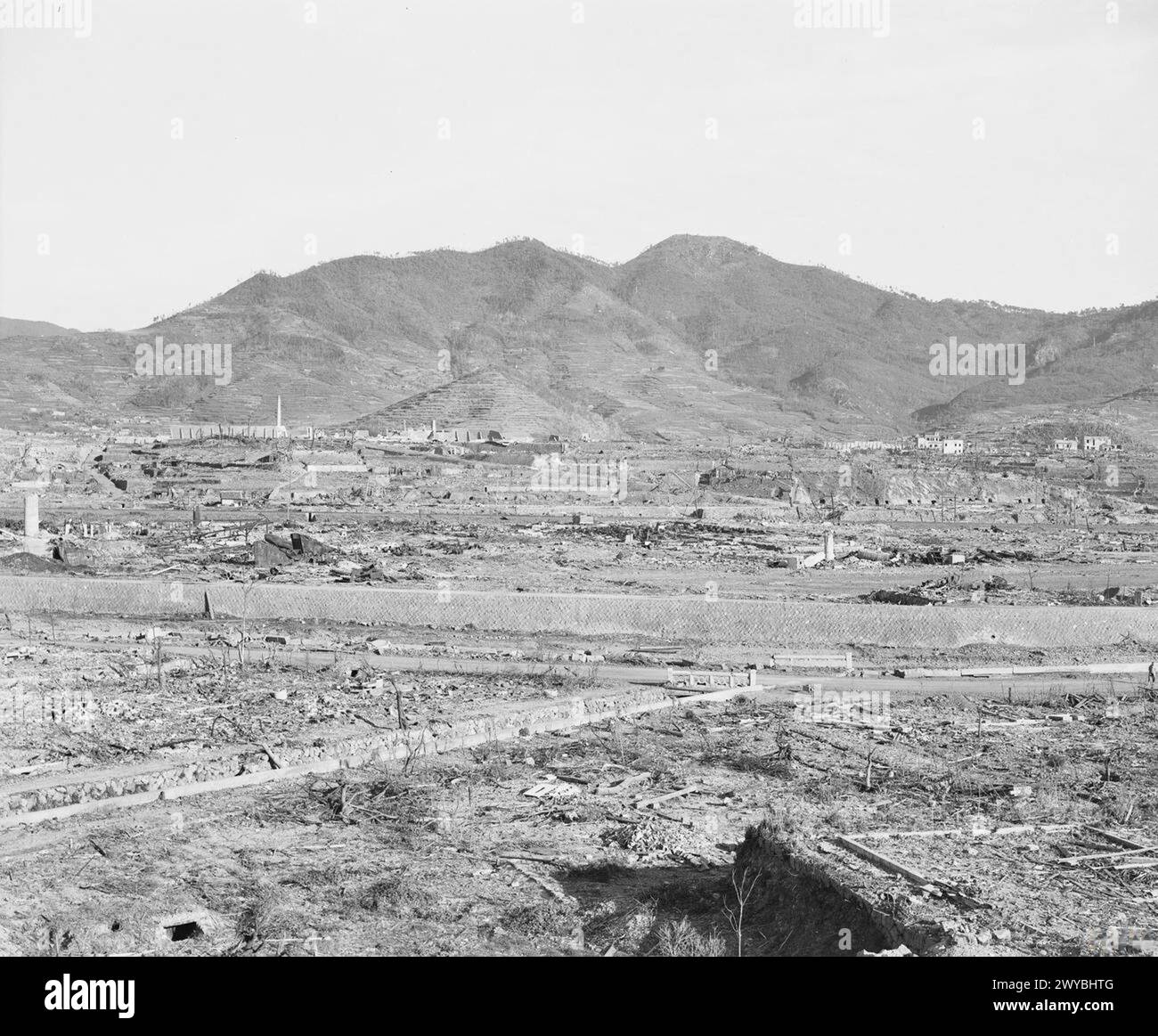 ATOMIC BOMB 1945 - Panorama of damage at Nagasaki; looking towards ...