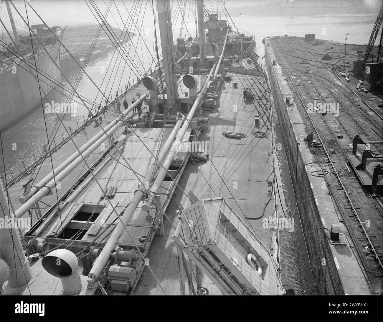 Bridge view of the new 12,000-ton cargo ship Empire Chieftain under ...