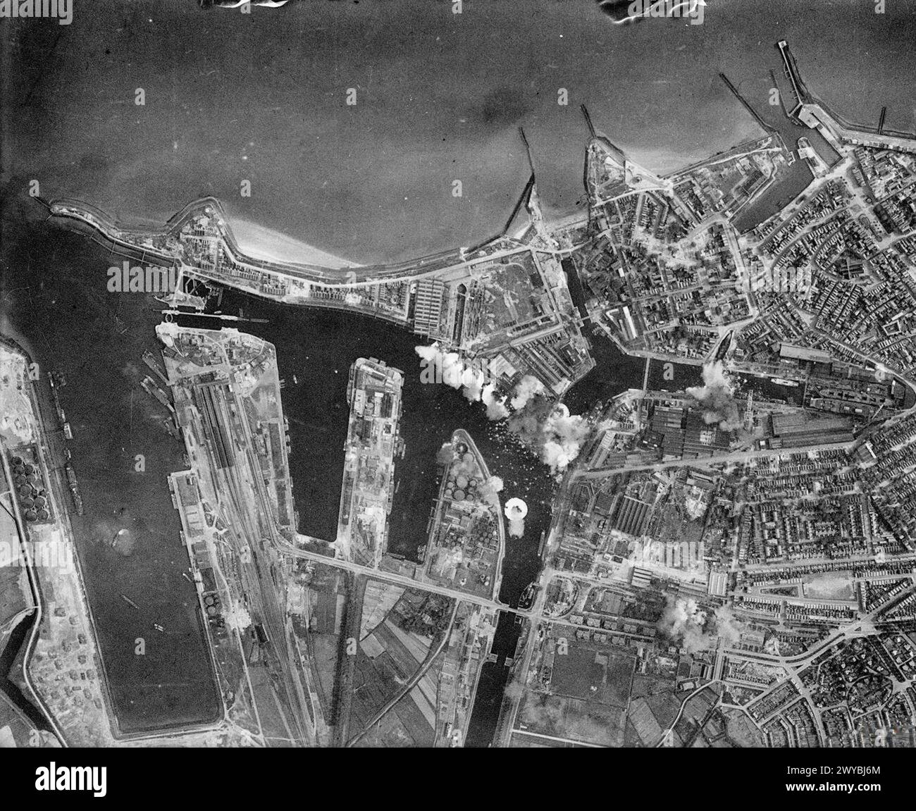 Twelve North American Mitchell bombers of RAF Bomber Command attack ...