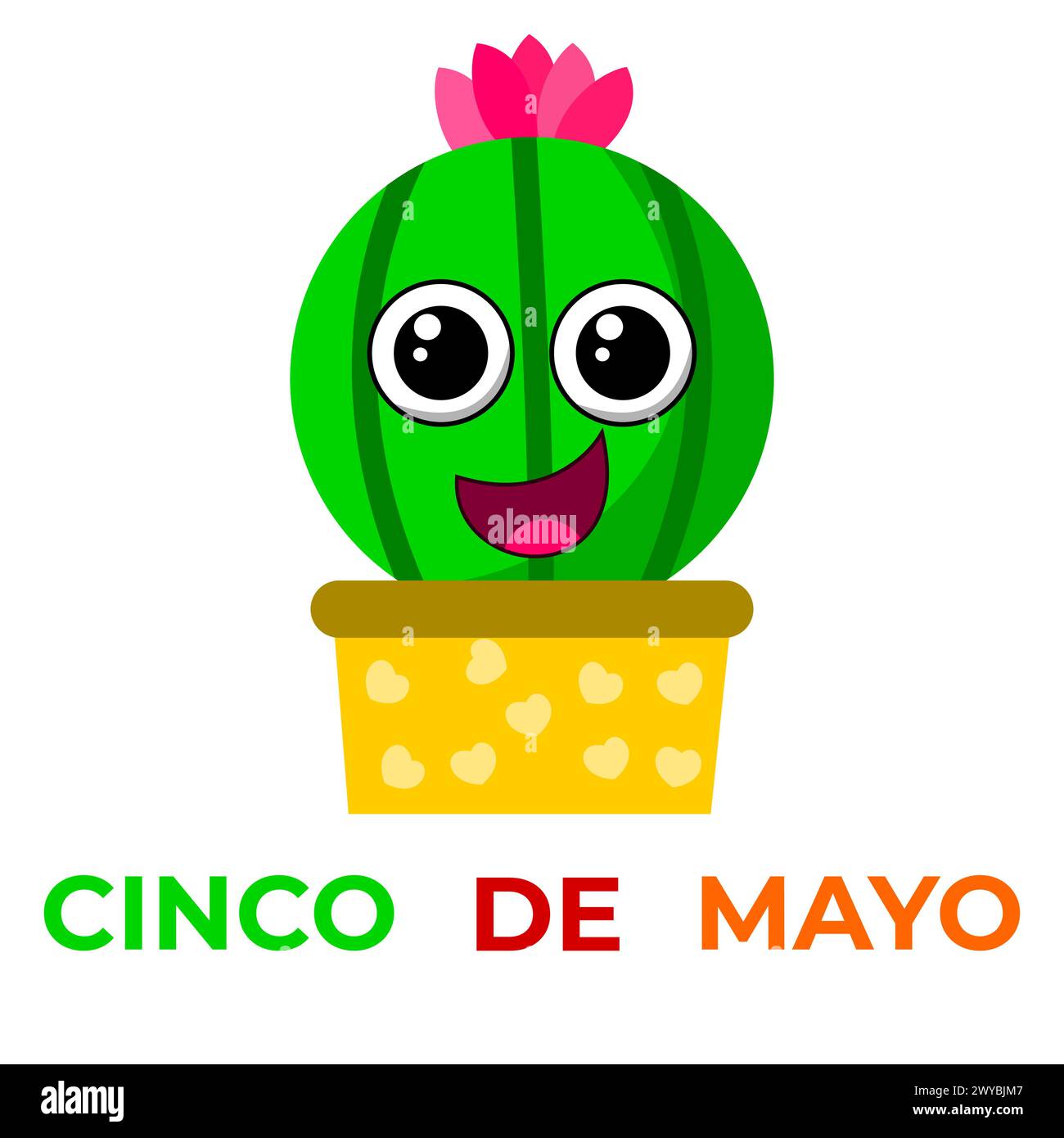 Cinco de mayo cactus cartoon style isolated on white background Stock ...
