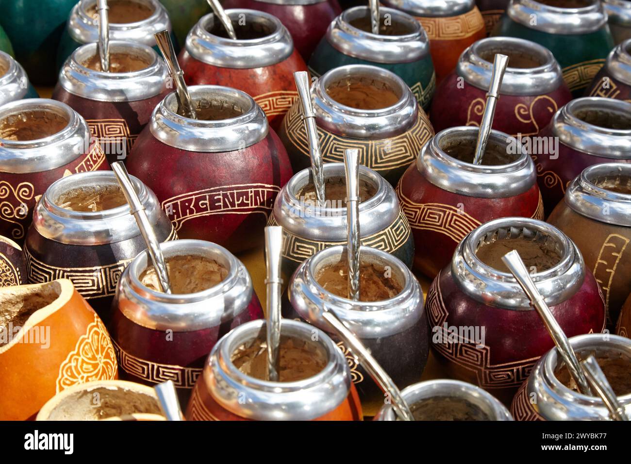 Mate cups. Sunday market. Plaza Dorrego. San Telmo. Buenos Aires ...