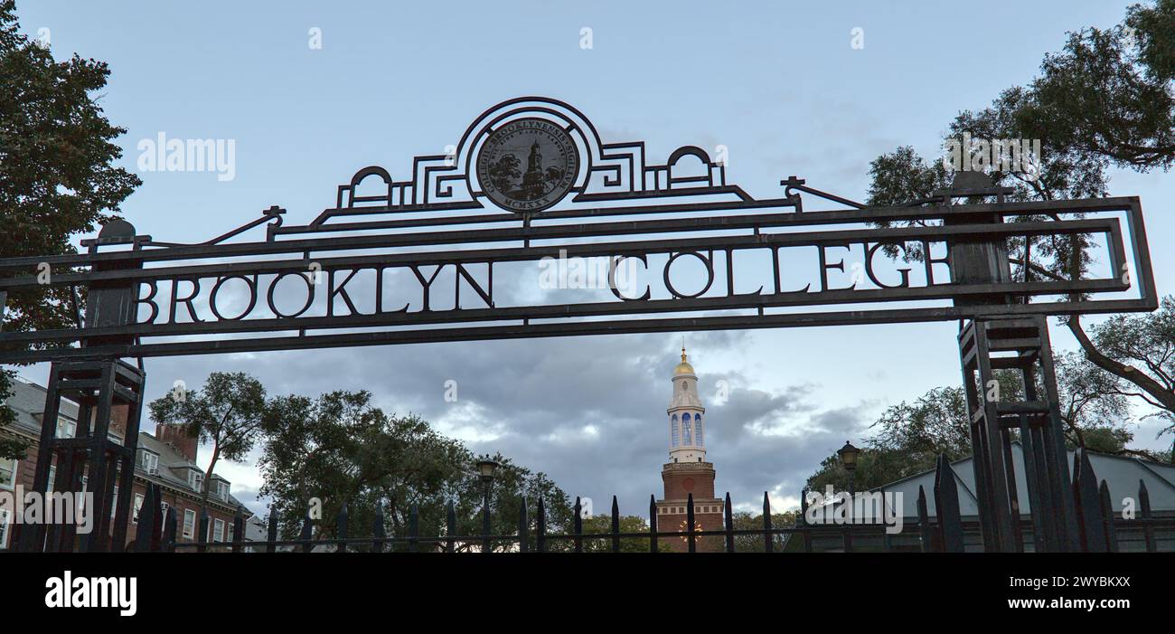 Entrance to Brooklyn College sign Stock Photo - Alamy