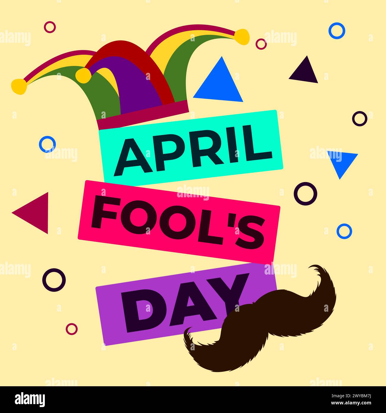 Fool April April Fool April Foil April Fools Day Square Banner Vector Illustration Stock