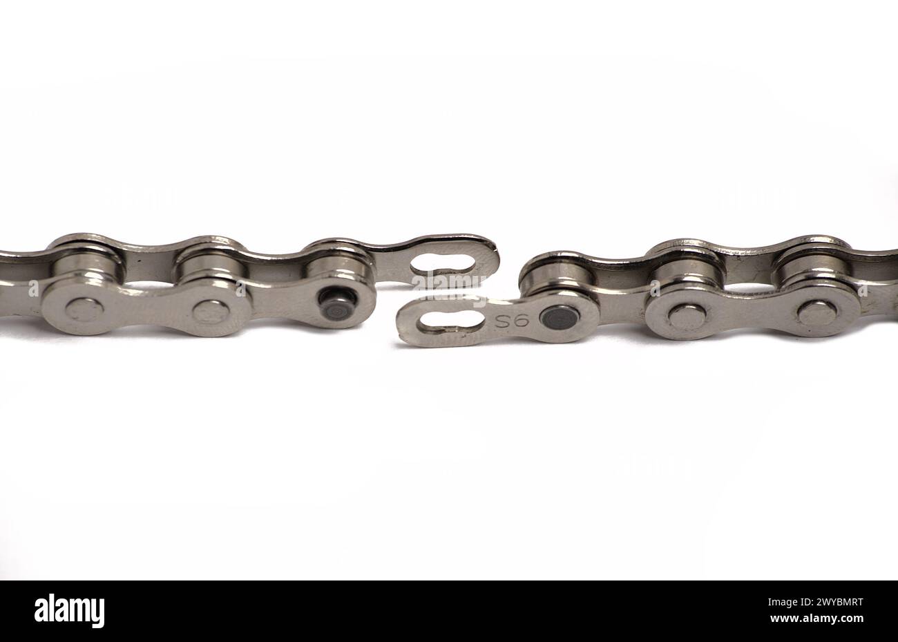 bicycle chain disconnected at the chain master link (connector pin ...