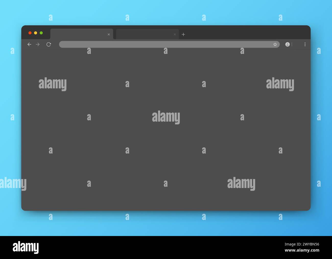 The design of the web browser window is gray on a blue background Stock ...