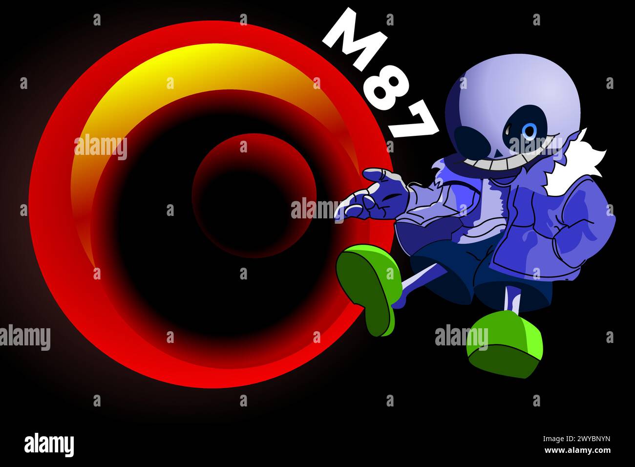 m87 or Ngc 4486 sans indie cross hero fanon. m87 and sans on black background, m87 sans, messier ...