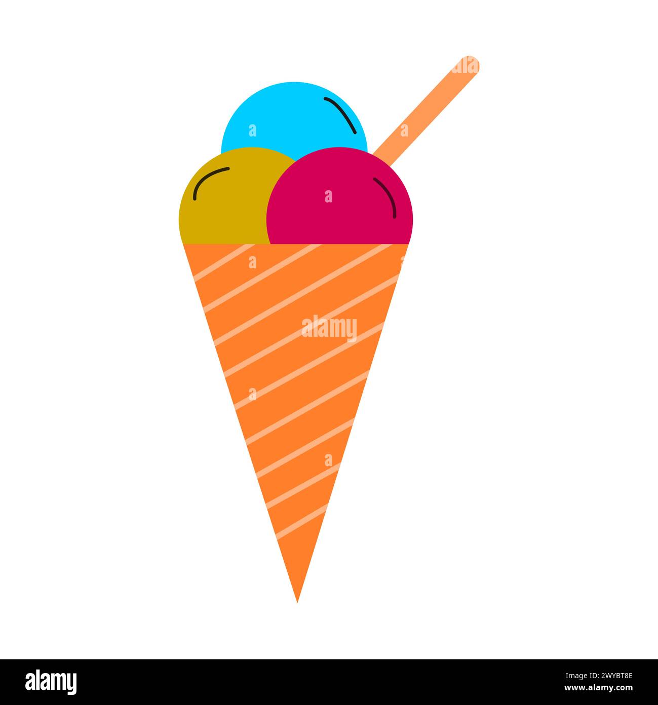 delicious ice cream with three flavor isolated on white background ...