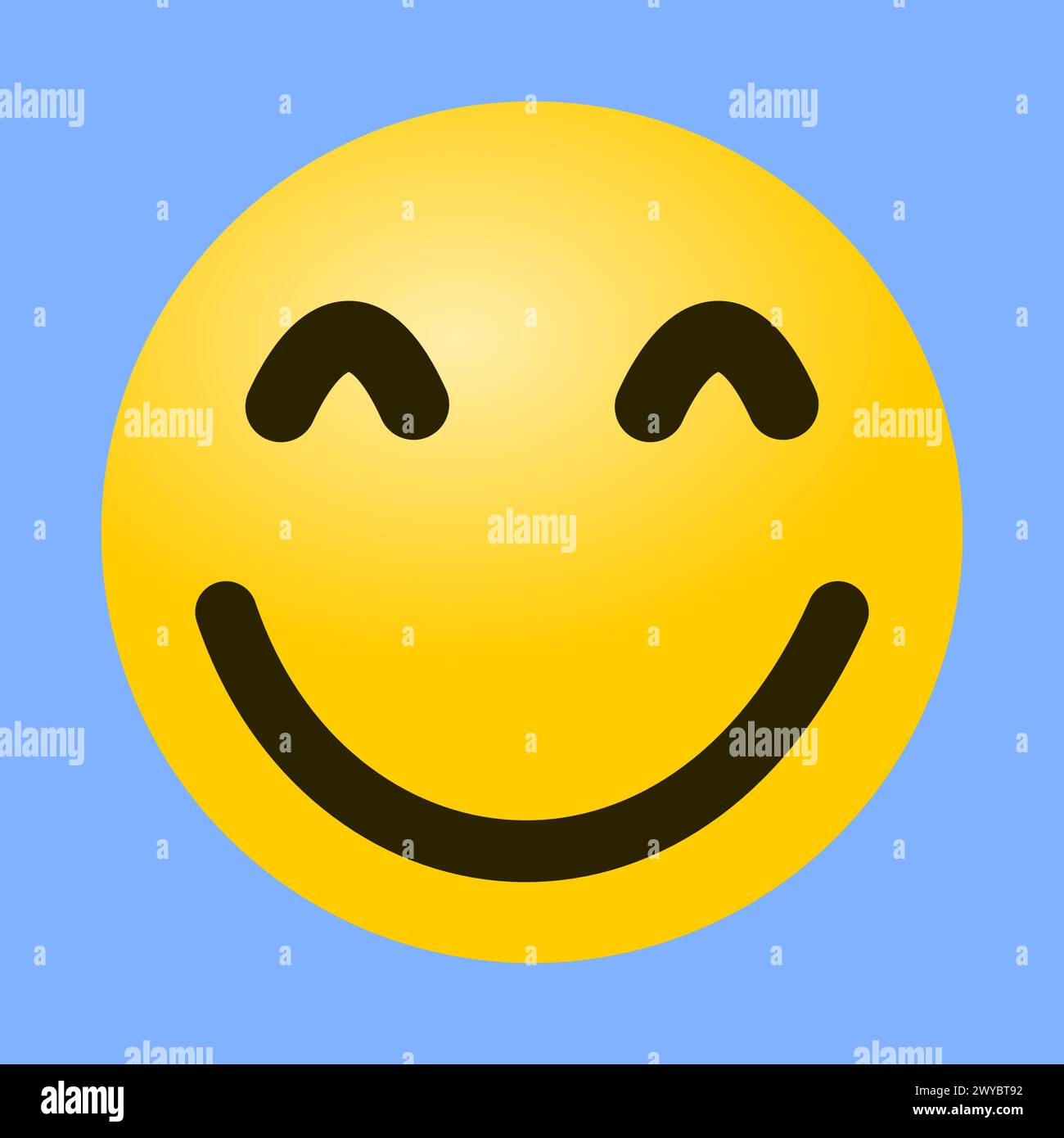 Happy Facial expression emoticon isolated on blue background, happy ...