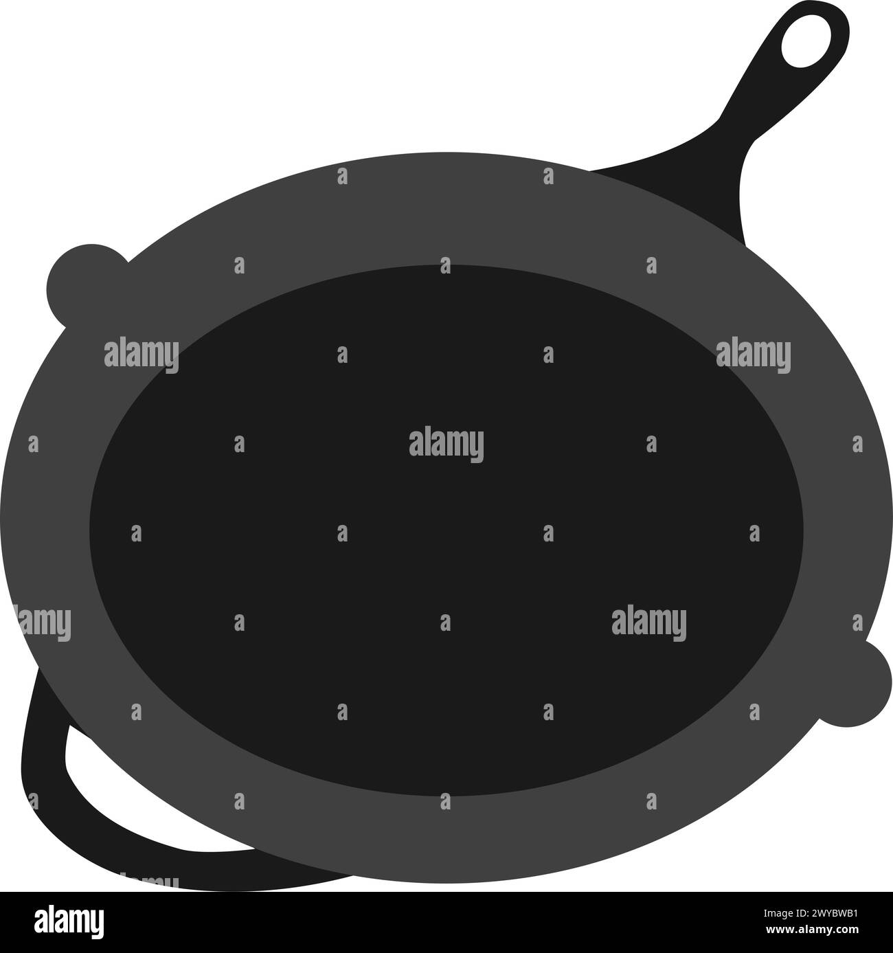 this black cast iron frying pan. Perfectly isolated on a clean white ...