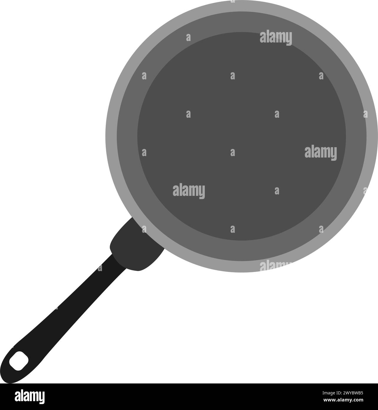 this black cast iron frying pan. Perfectly isolated on a clean white ...